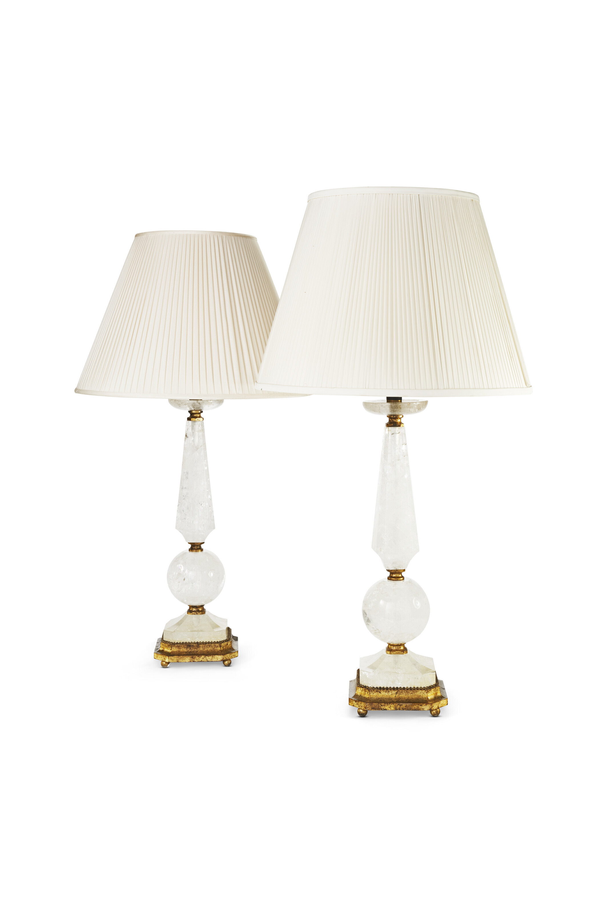 A PAIR OF ROCK CRYSTAL AND GILTWOOD TABLE LAMPS, 20TH CENTURY | Christie’s