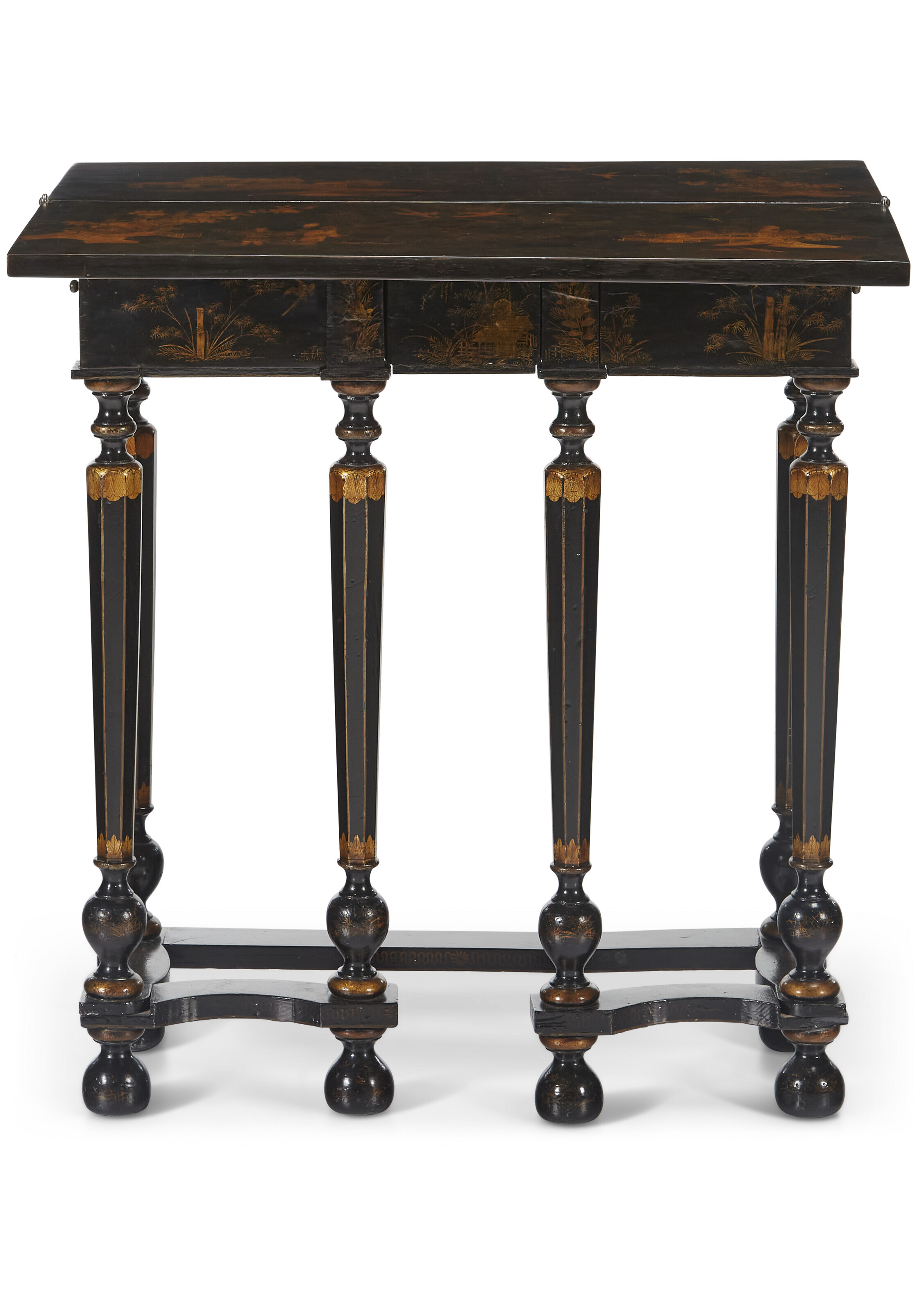 A WILLIAM AND MARY BLACK AND GILT-JAPANNED GATE-LEG TEA TABLE, LATE ...