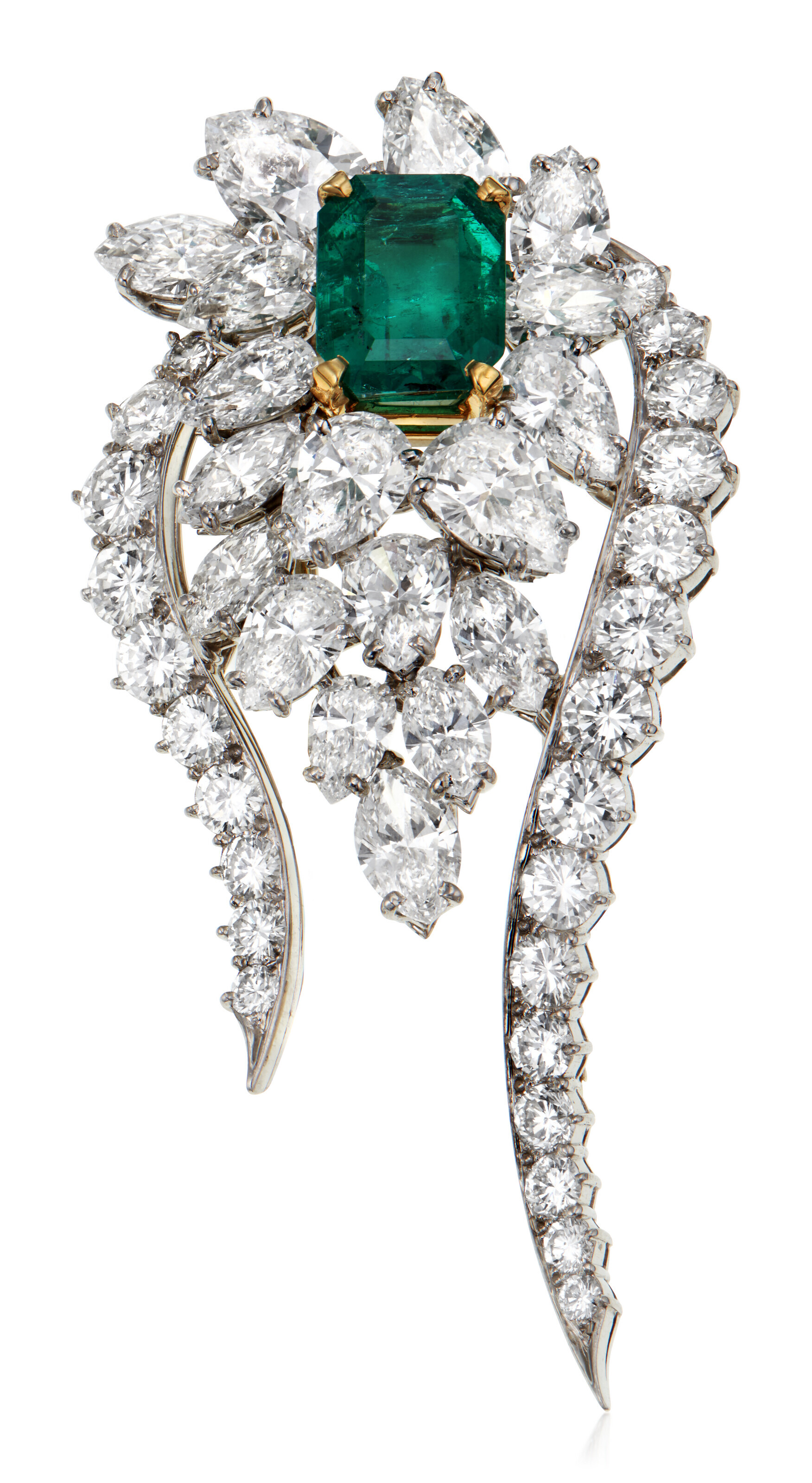 BULGARI EMERALD AND DIAMOND BROOCH, | Christie’s