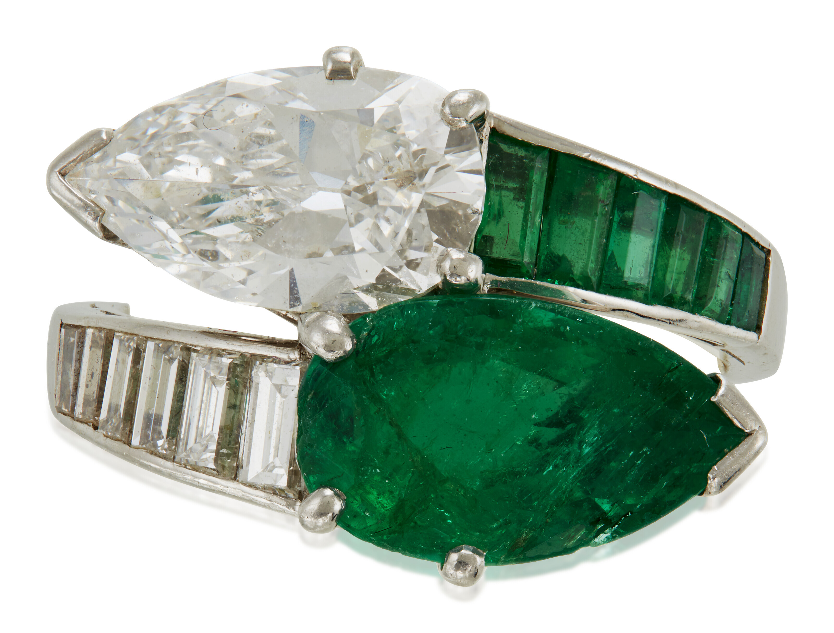 NO RESERVE | TWIN-STONE EMERALD AND DIAMOND RING, | Christie’s