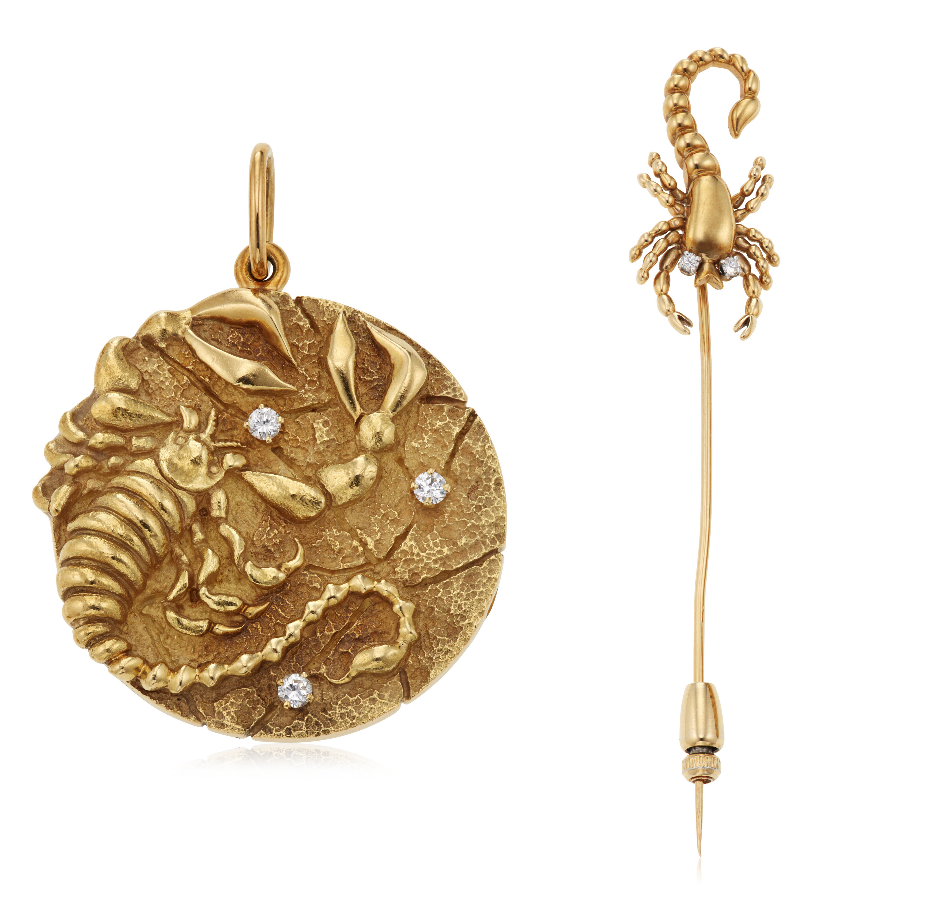 NO RESERVE | TIFFANY & CO. DIAMOND AND GOLD SCORPIO PENDANT AND VAN ...