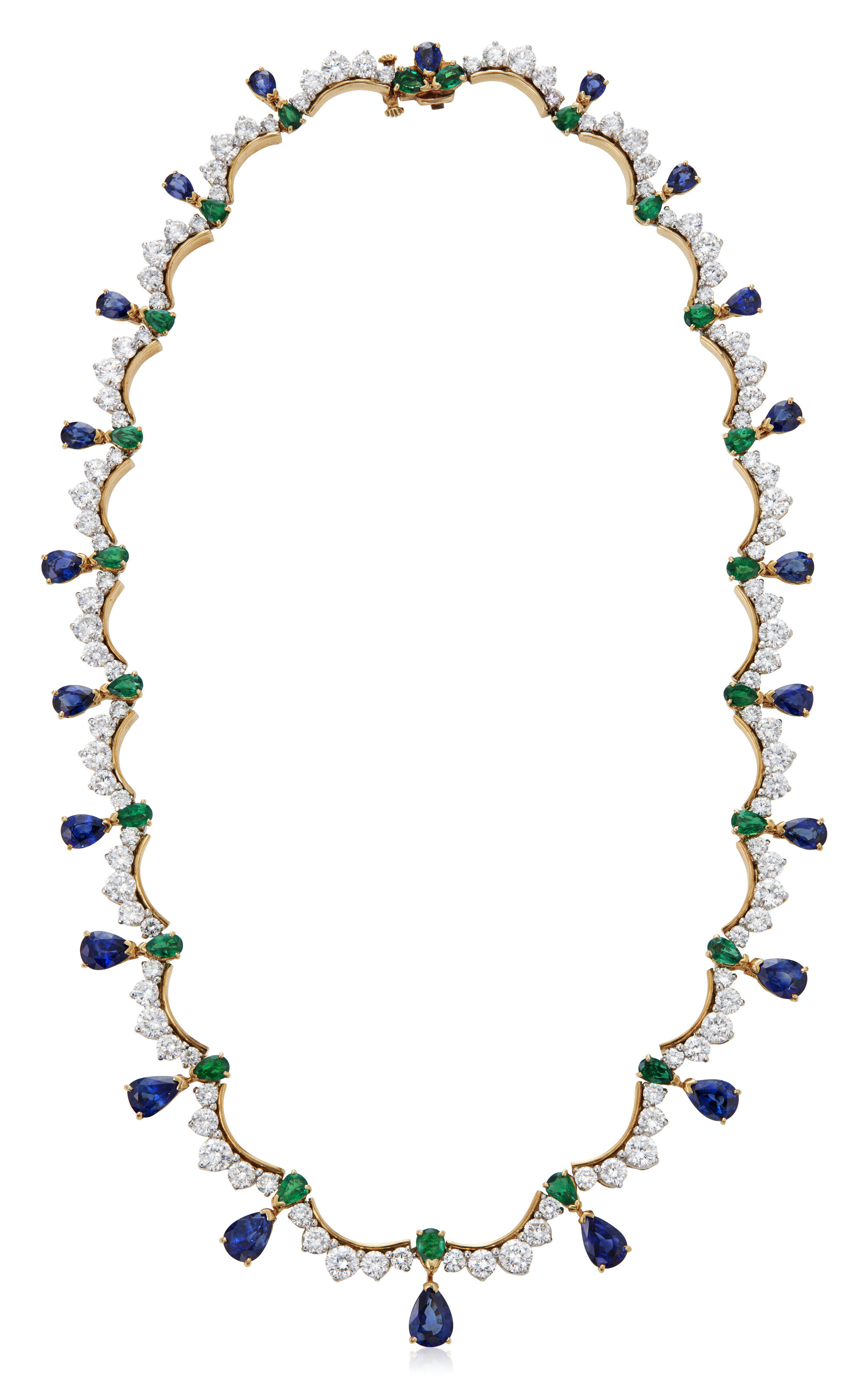 OSCAR HEYMAN & BROTHERS SAPPHIRE, EMERALD AND DIAMOND NECKLACE ...