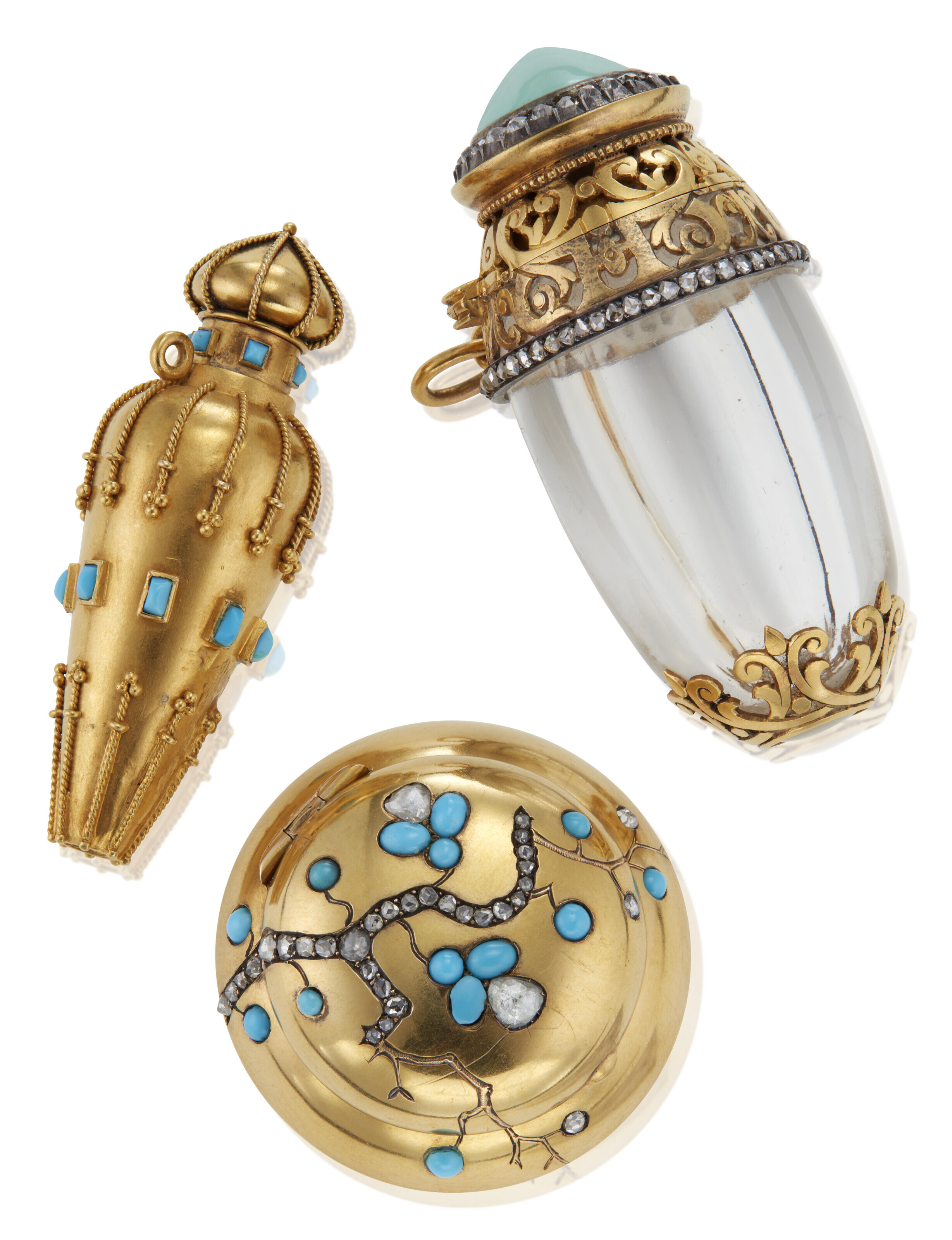 NO RESERVE | GROUP OF ANTIQUE GOLD, SILVER AND MULTI-GEM OBJECTS ...