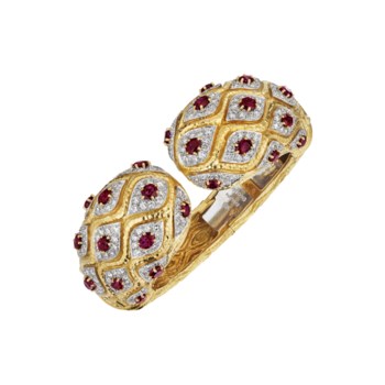 DAVID WEBB RUBY, DIAMOND AND GOLD CUFF BRACELET | Christie's