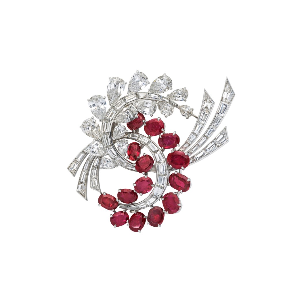 VAN CLEEF & ARPELS RUBY AND DIAMOND BROOCH | Christie's