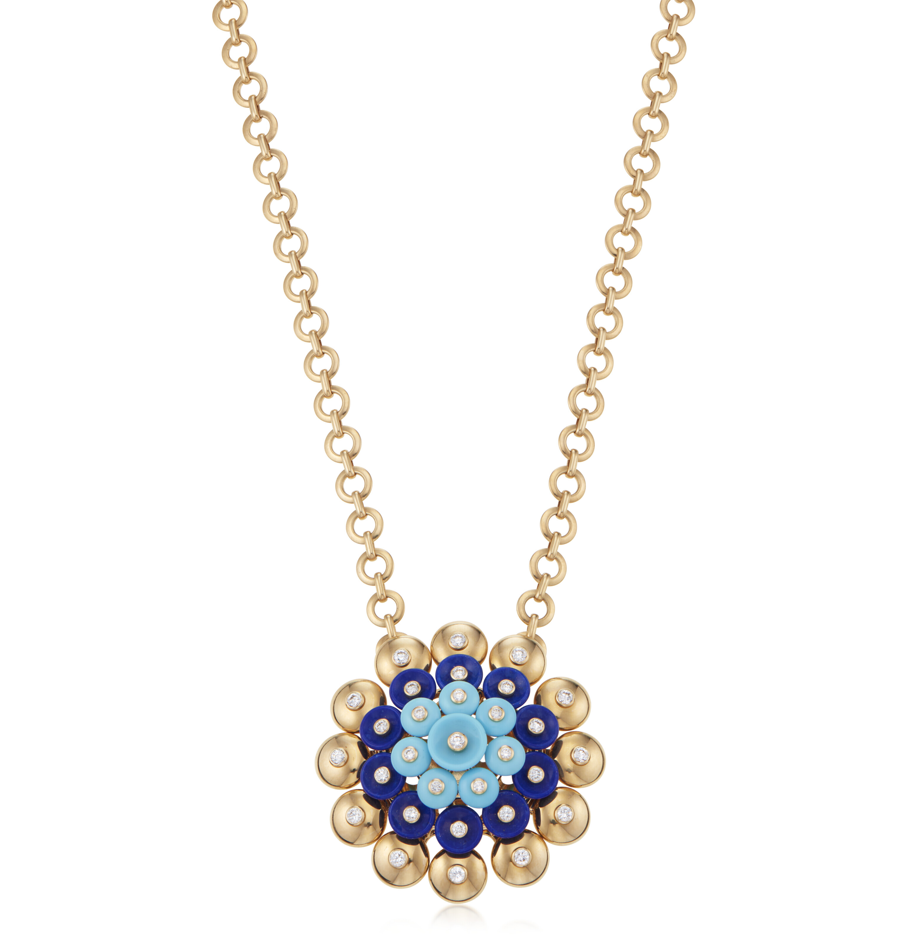 VAN CLEEF & ARPELS LAPIS LAZULI, TURQUOISE AND DIAMOND 'BOUTON D'OR ...