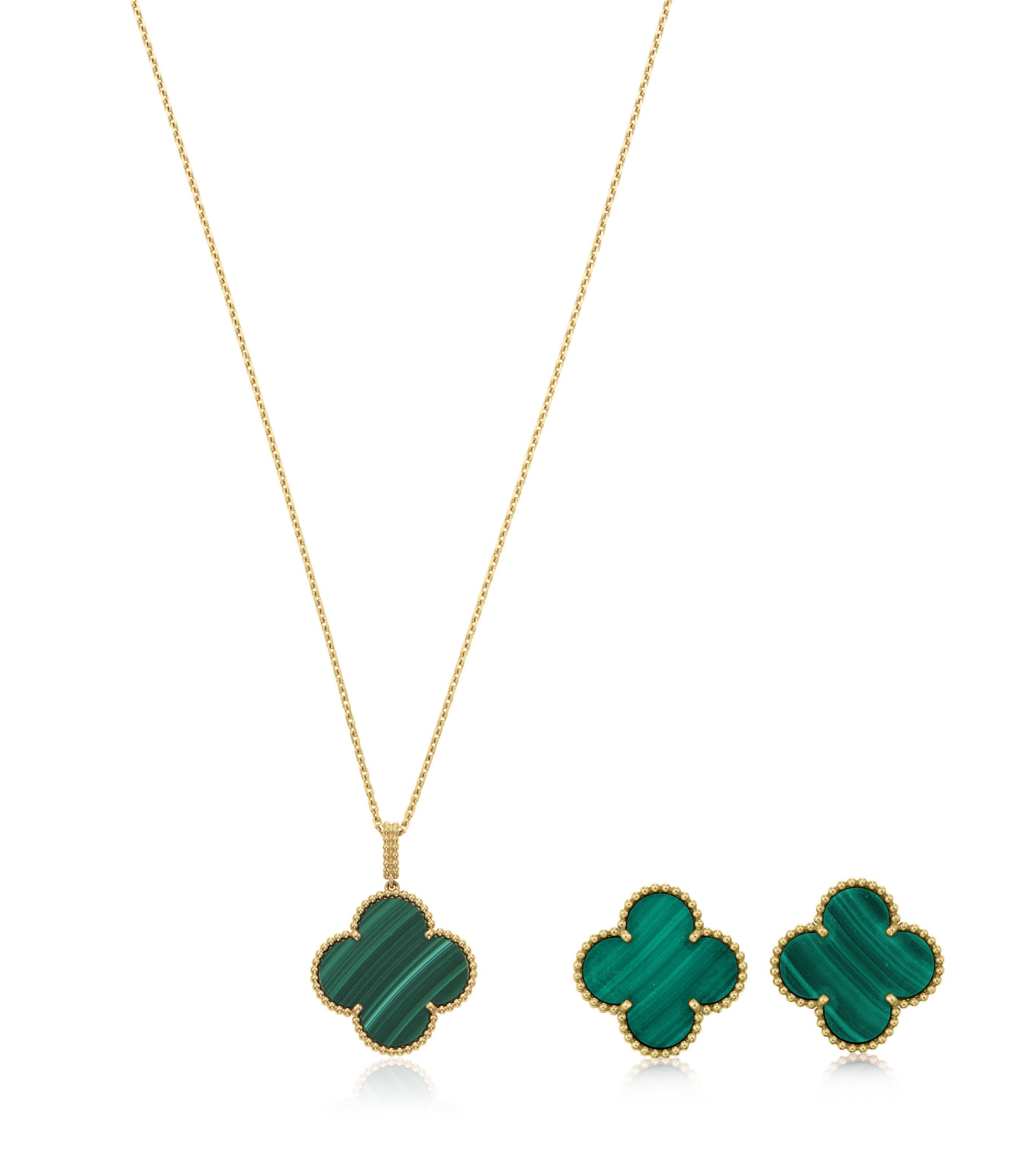NO RESERVE | VAN CLEEF & ARPELS SET OF MALACHITE 'MAGIC ALHAMBRA ...