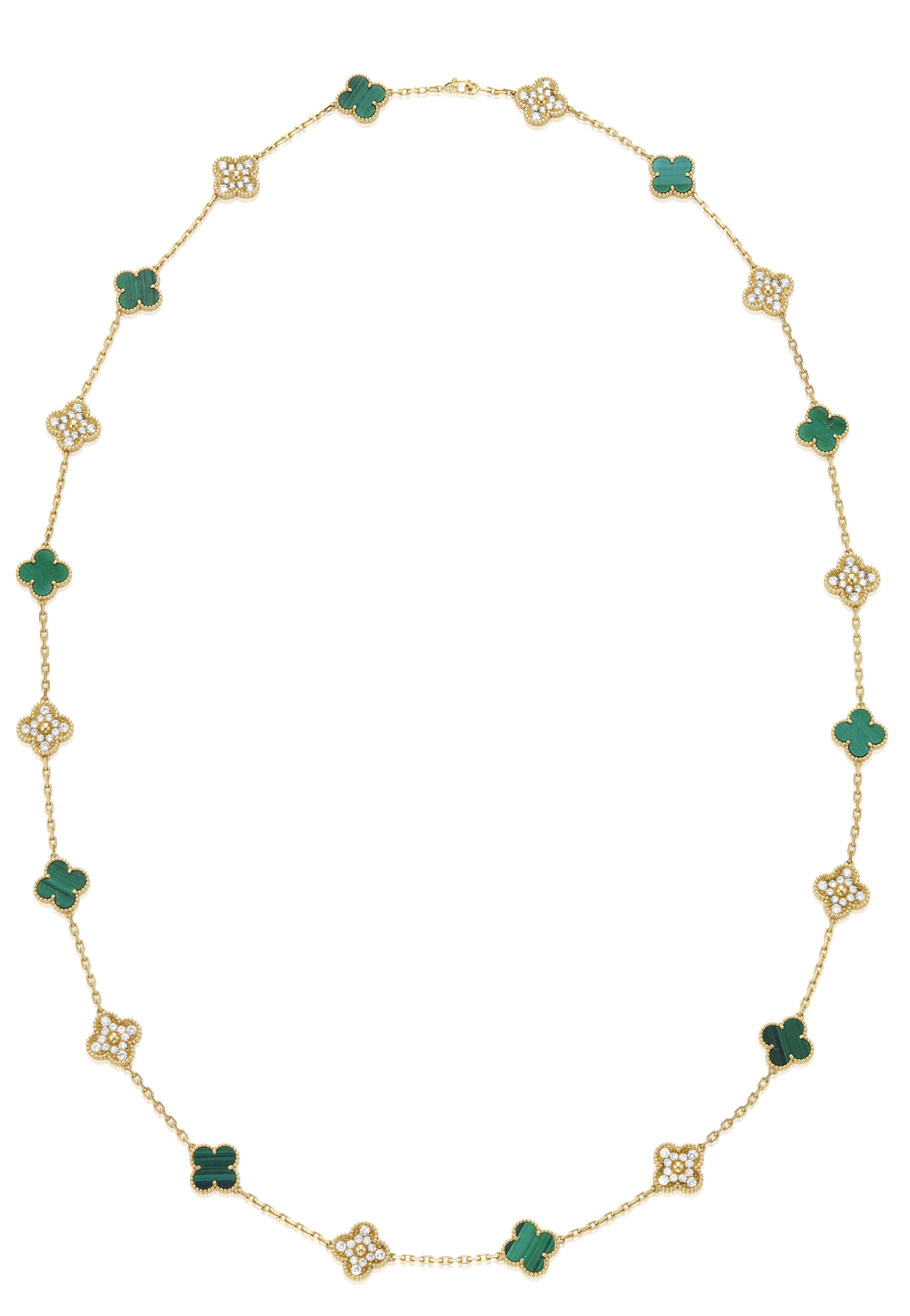 VAN CLEEF & ARPELS MALACHITE AND DIAMOND 'VINTAGE ALHAMBRA' LONG ...