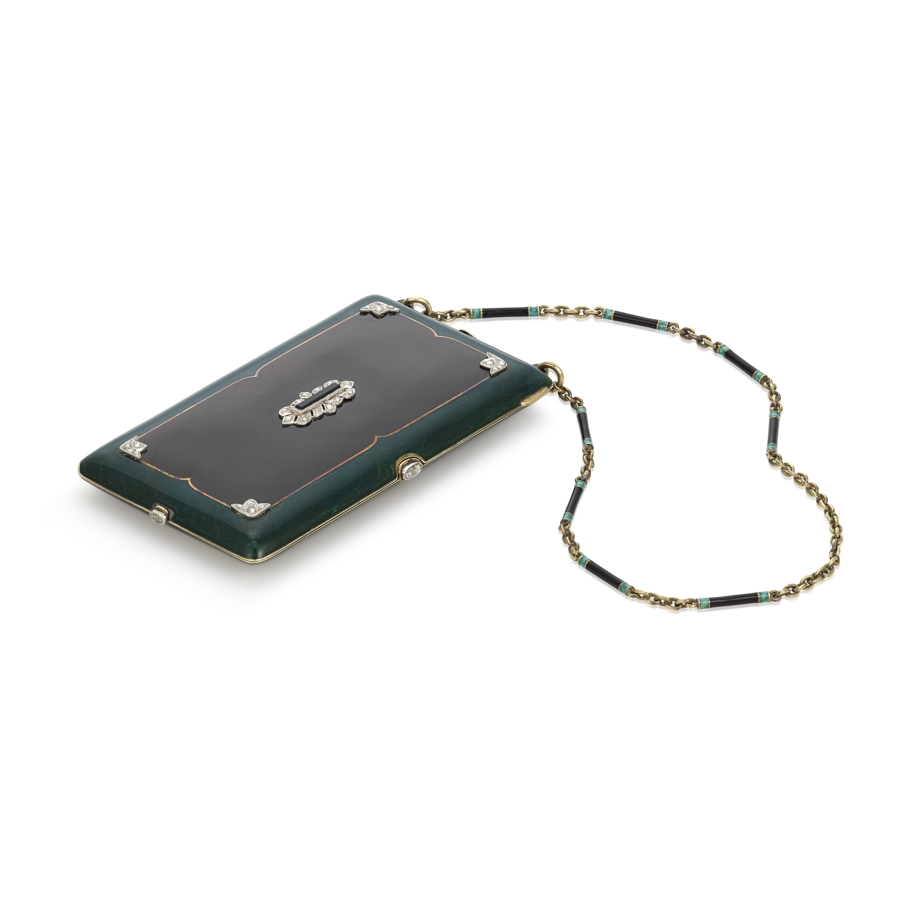 NO RESERVE | CARTIER ART DECO DIAMOND AND ENAMEL COMPACT, | Christie’s