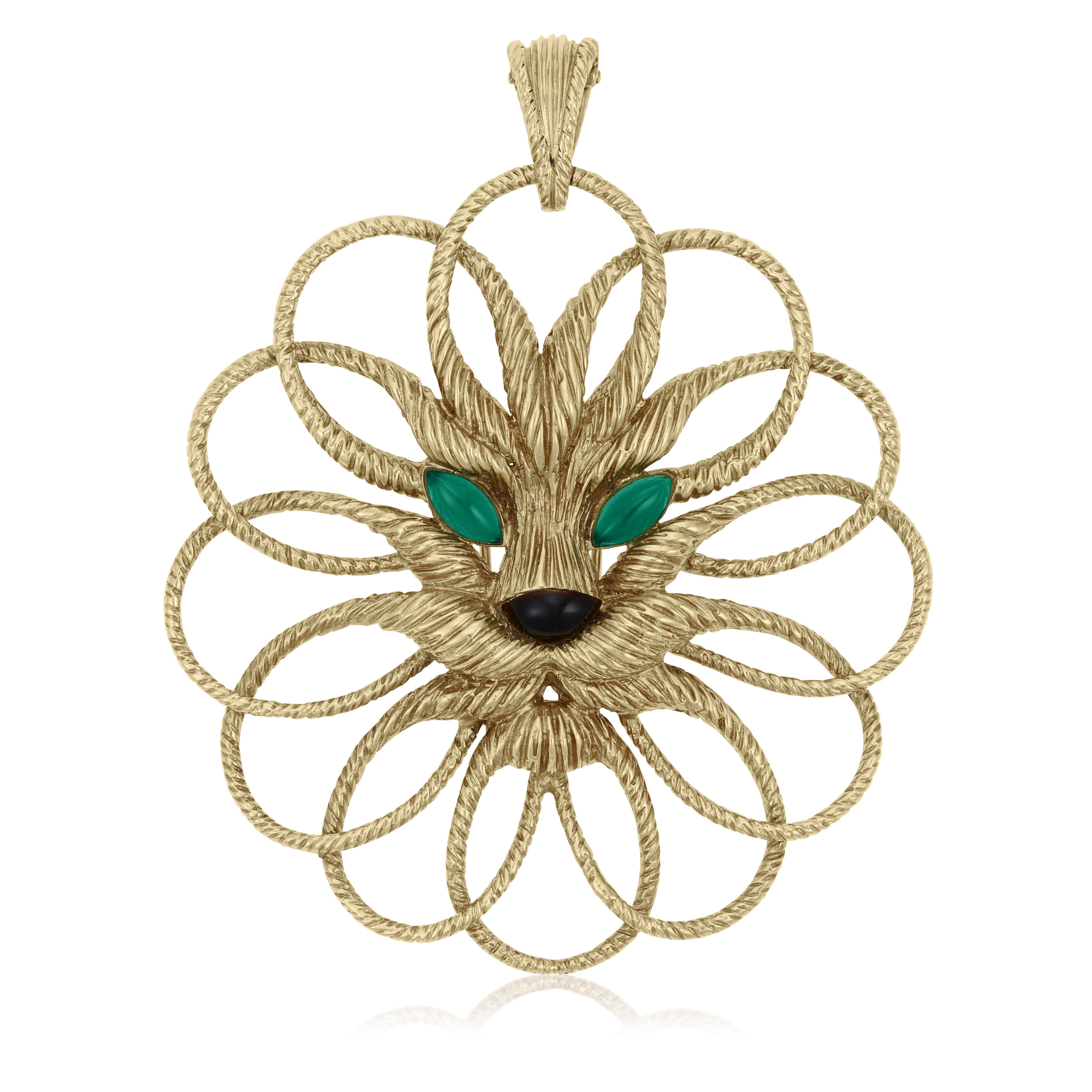 VAN CLEEF & ARPELS CHRYSOPRASE, ONYX AND GOLD LION PENDANT-BROOCH ...