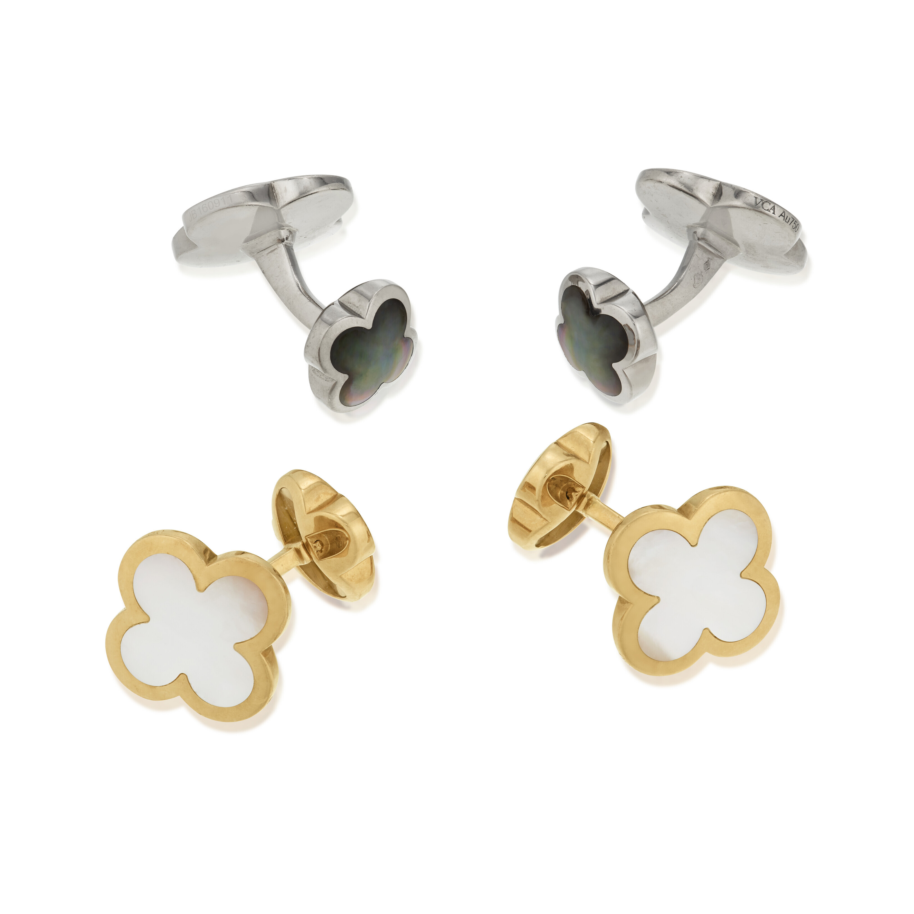 NO RESERVE | VAN CLEEF & ARPELS MOTHER OF PEARL 'ALHAMBRA' CUFFLINKS ...