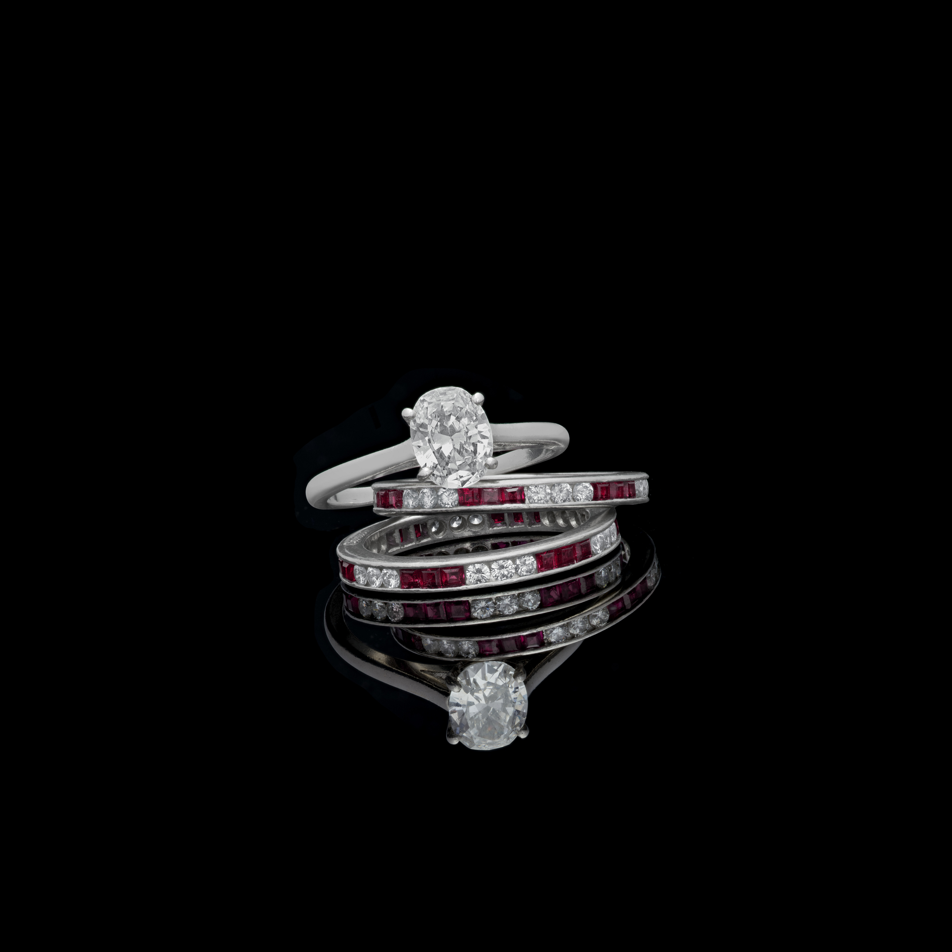 CARTIER DIAMOND RING WITH DIAMOND AND RUBY ETERNITY BANDS, | Christie’s