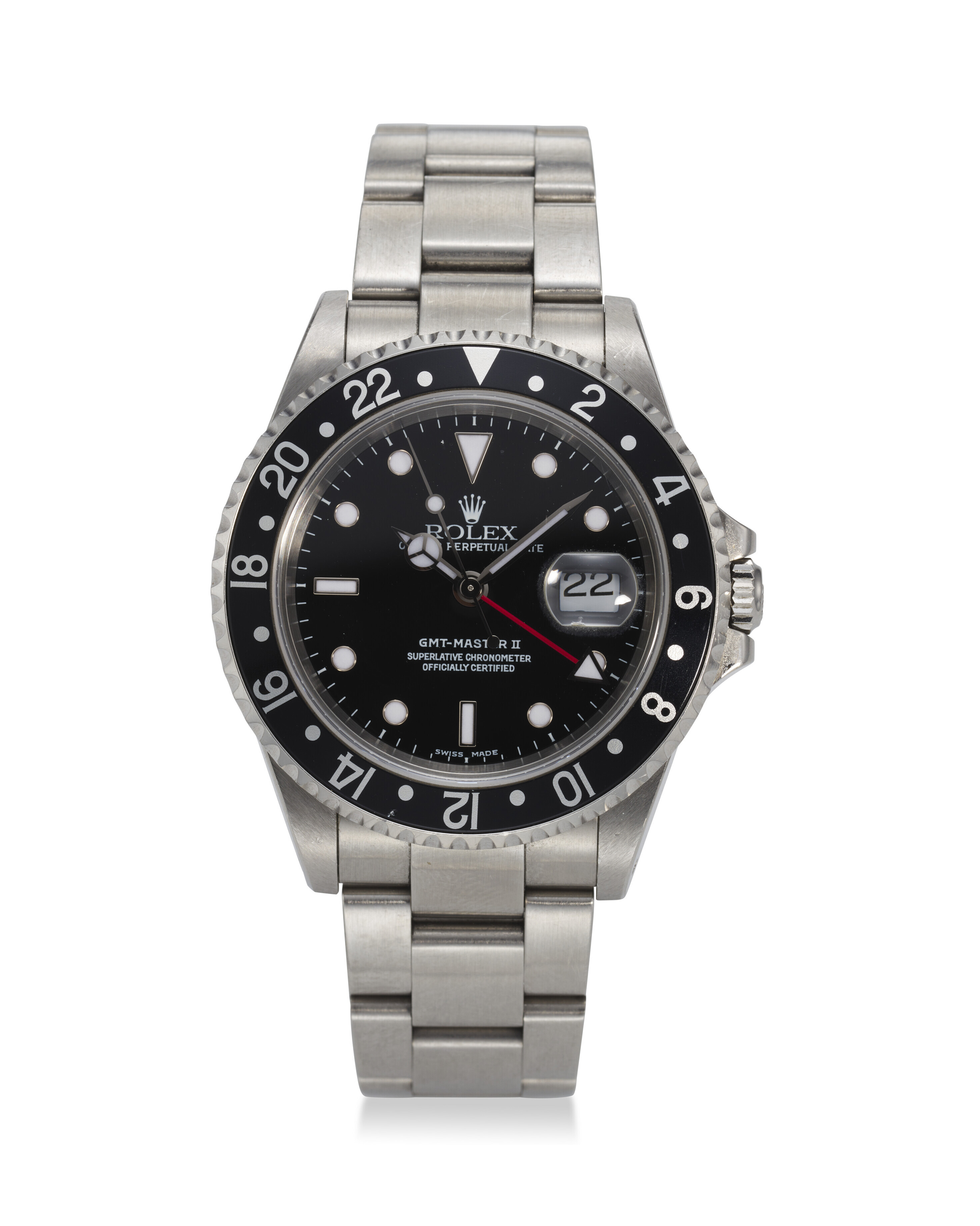 ROLEX, REF. 16710, GMT MASTER II, A STEEL DUAL-TIME WRISTWATCH WITH ...