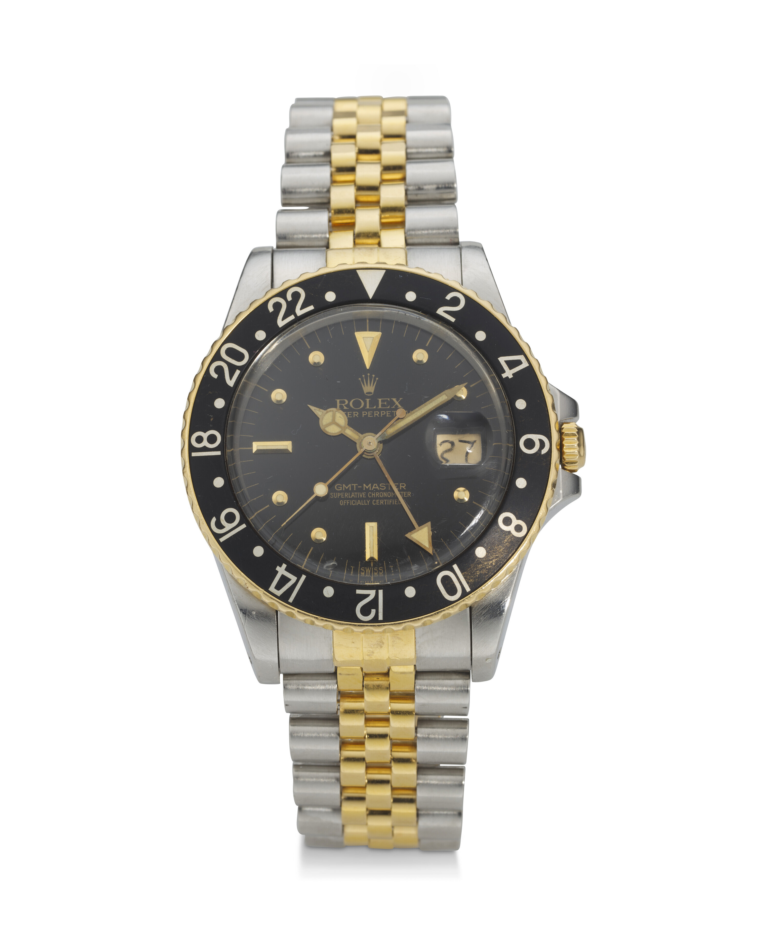 ROLEX, REF. 16753, GMT MASTER, AN 18K YELLOW GOLD AND STEEL DUAL TIME ...