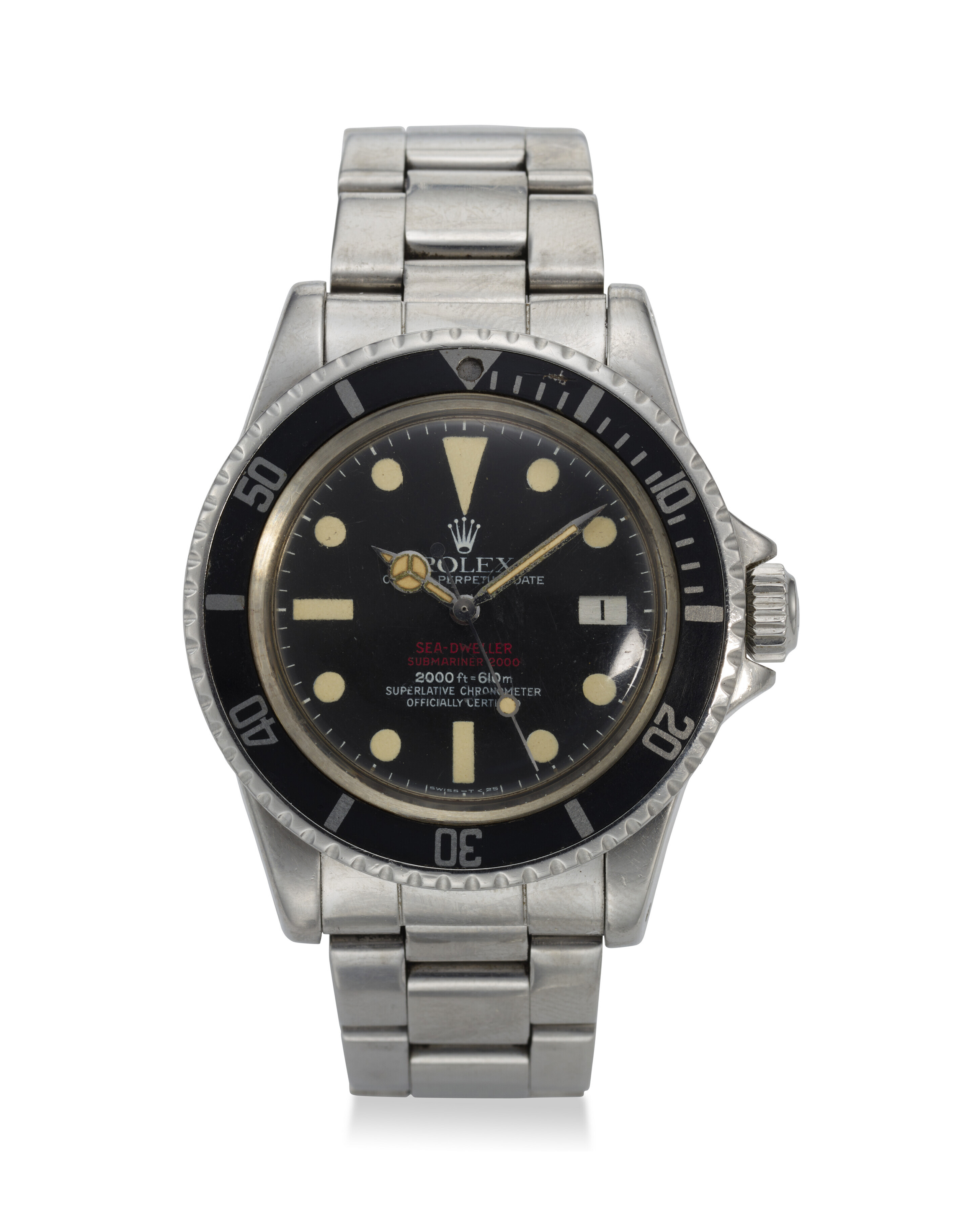 ROLEX, REF. 1665,”MARK V”, “DOUBLE-RED SEA-DWELLER”, A STEEL WRISTWATCH ...