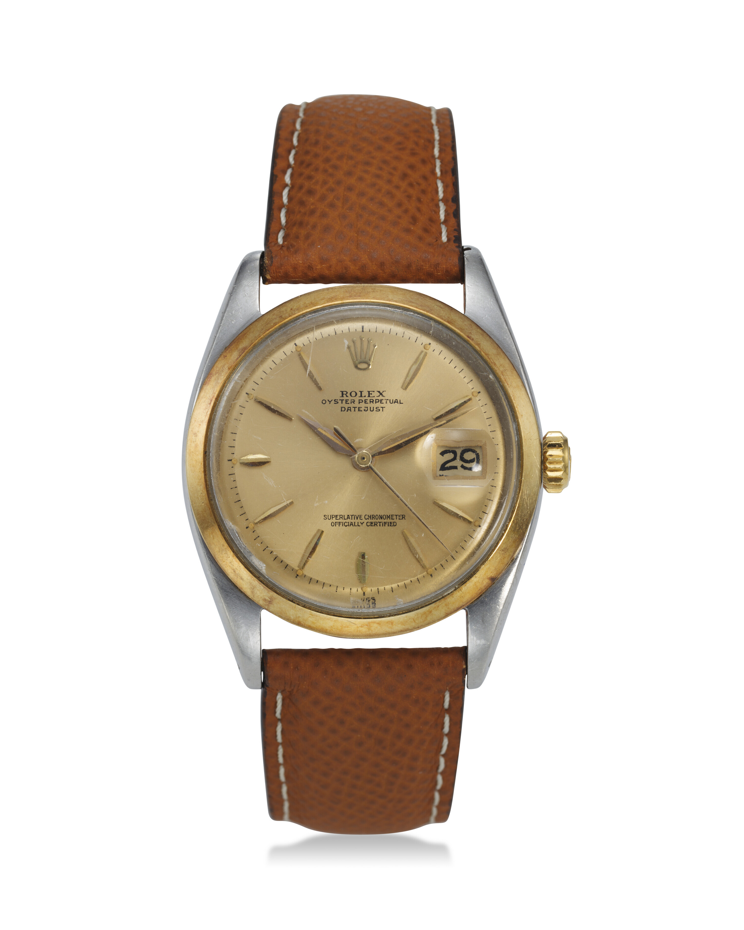 ROLEX, REF. 1600, DATEJUST, AN 18K YELLOW GOLD AND STEEL AUTOMATIC ...