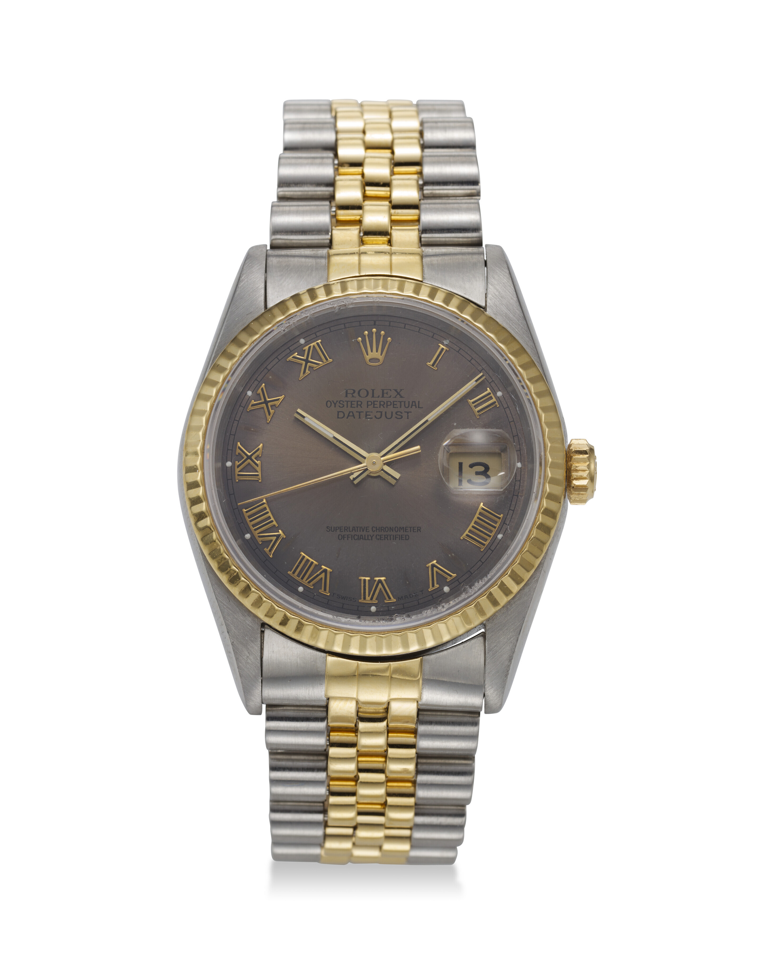 ROLEX, REF. 16233, DATEJUST, AN 18K YELLOW GOLD AND STEEL WRISTWATCH ...