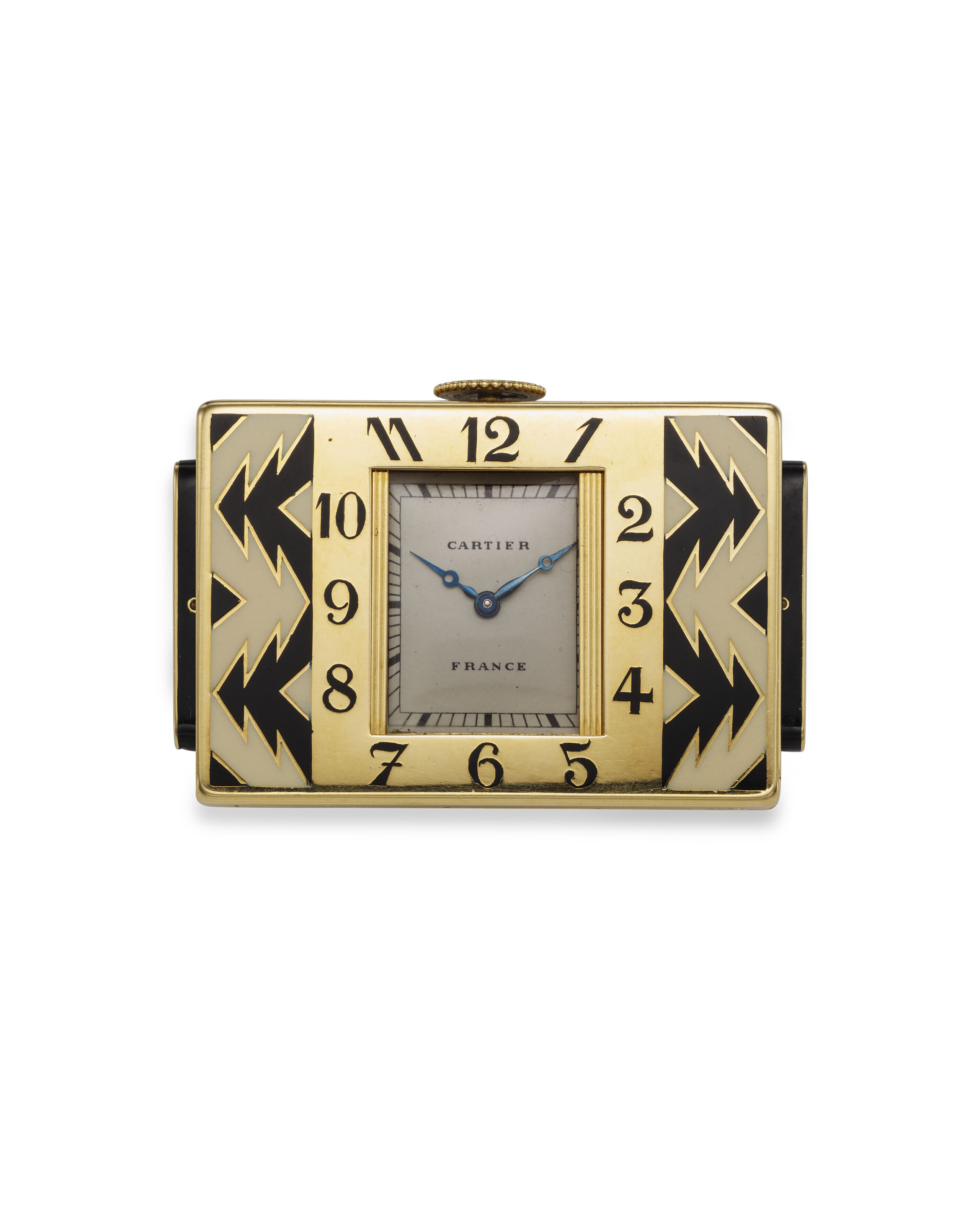 CARTIER, A VERY FINE AND RARE 18K YELLOW GOLD AND ENAMEL “SHUTTER ...