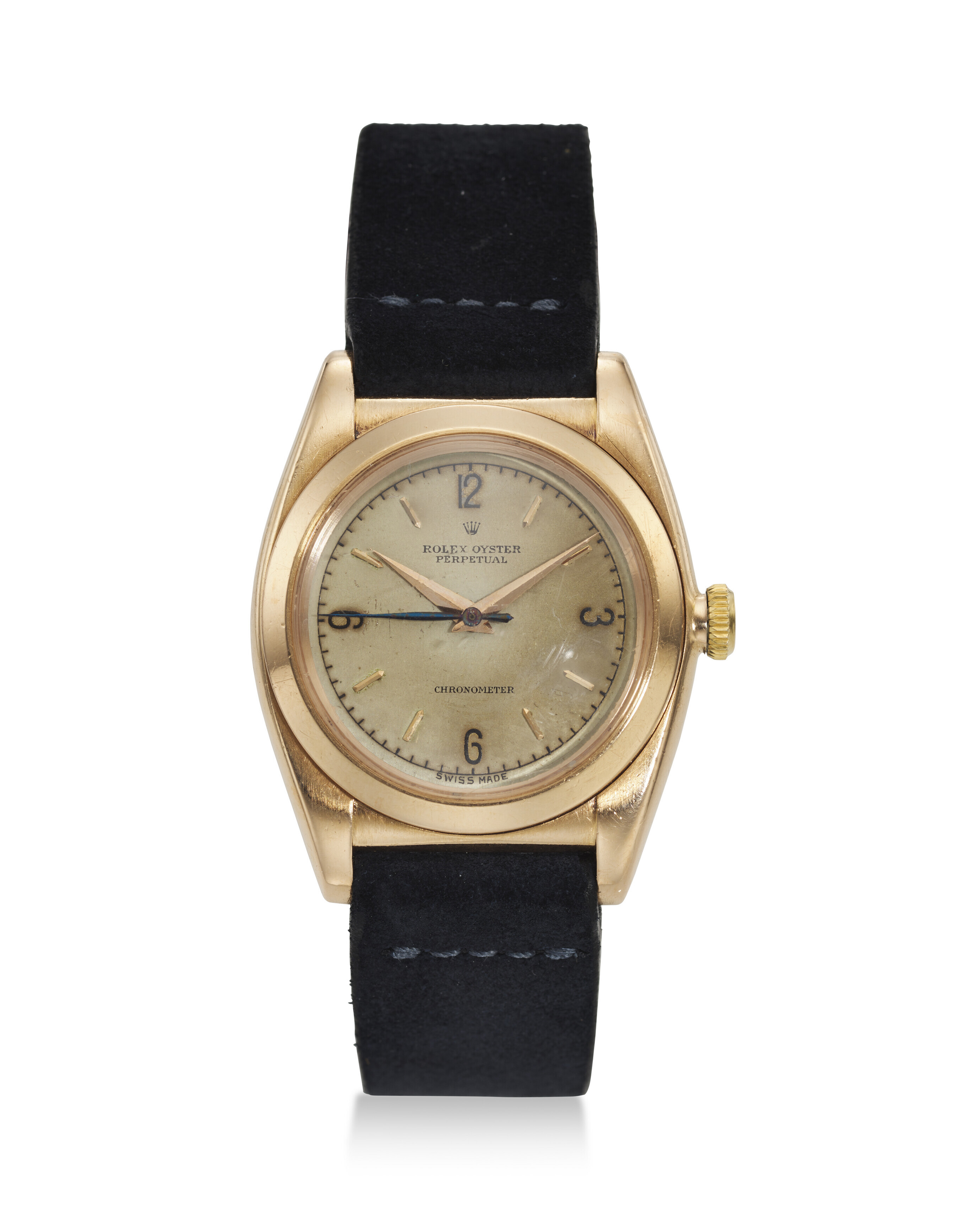 ROLEX, REF. 3131, “BUBBLEBACK”, A FINE 14K ROSE GOLD WRISTWATCH ...