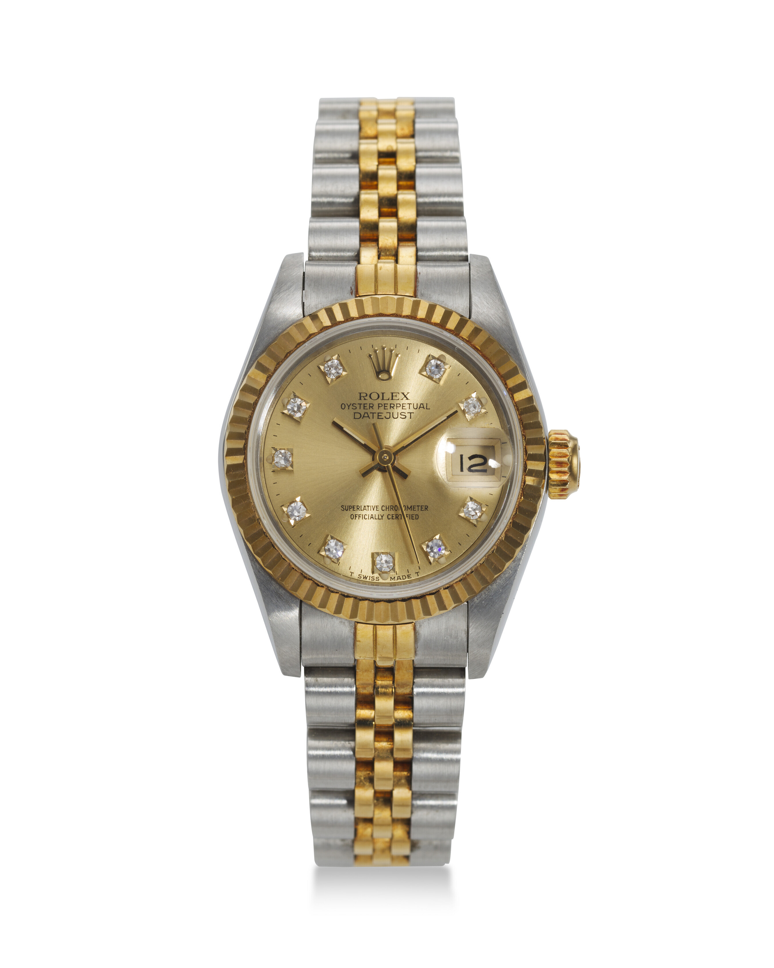 ROLEX, REF. 69173, DATEJUST, A FINE STEEL AND 18K YELLOW GOLD WRISTWATCH WITH DATE AND DIAMOND ...