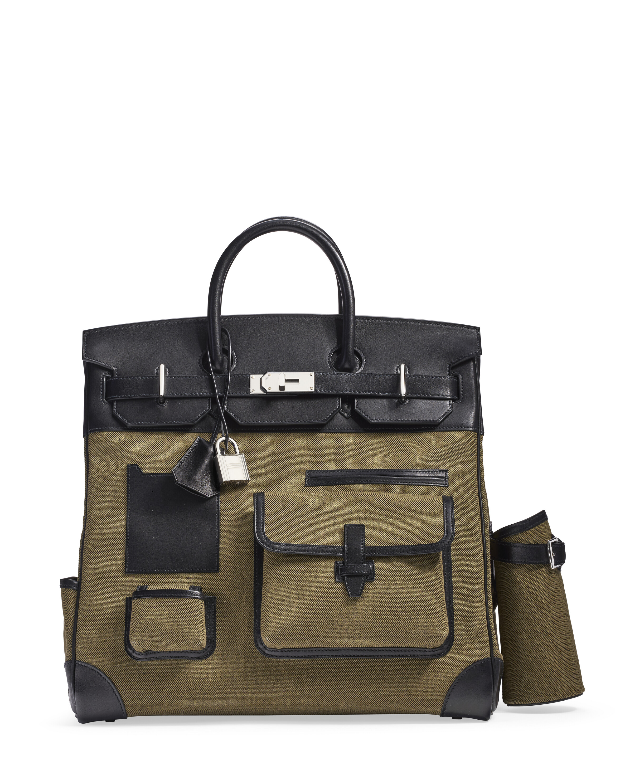 A LIMITED EDITION VERT OLIVE CANVAS & BLACK SWIFT LEATHER CARGO HAC ...