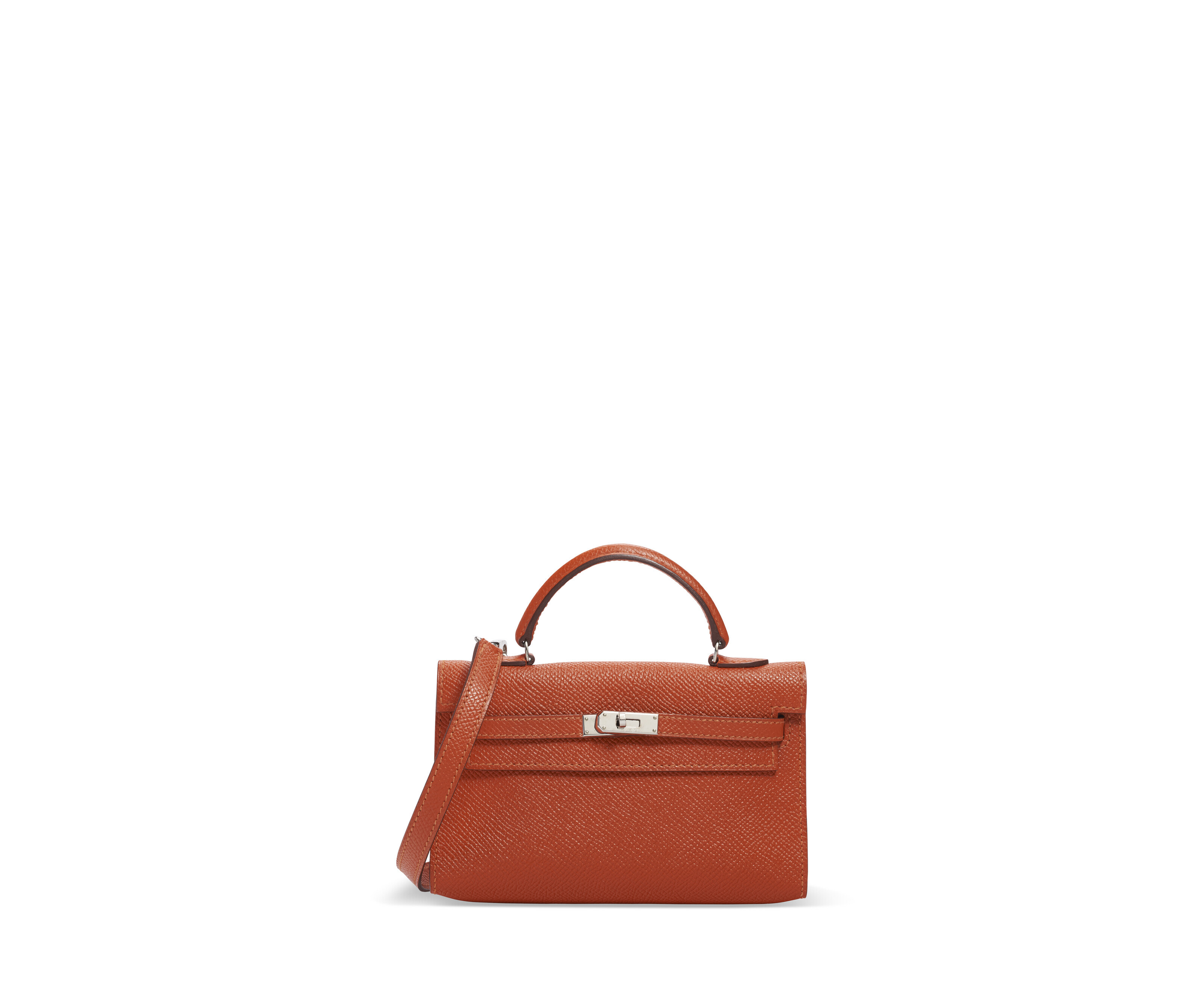AN ORANGE H EPSOM LEATHER MICRO MINI KELLY WITH PALLADIUM HARDWARE ...