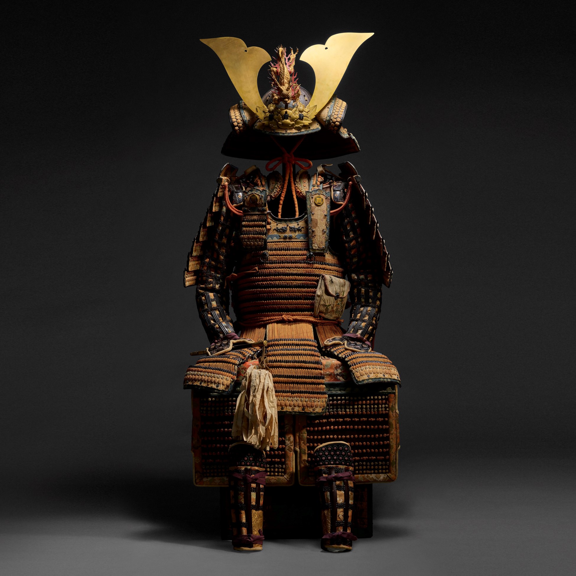 AN ORANGE-LACED HONKOZANE DAIMYO DOMARU GUSOKU (ARMOR), EDO PERIOD ...