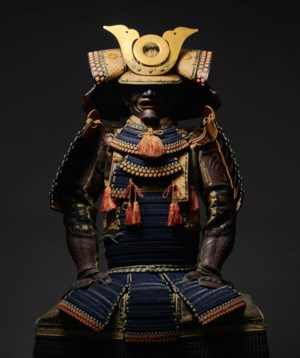 A BLUE-LACED HONKOZANE DAIMYO DOMARU GUSOKU (ARMOR), EDO PERIOD (18TH ...