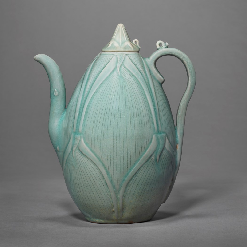 A CELADON GLAZED STONEWARE EWER, GORYEO DYNASTY (12TH CENTURY) | Christie's