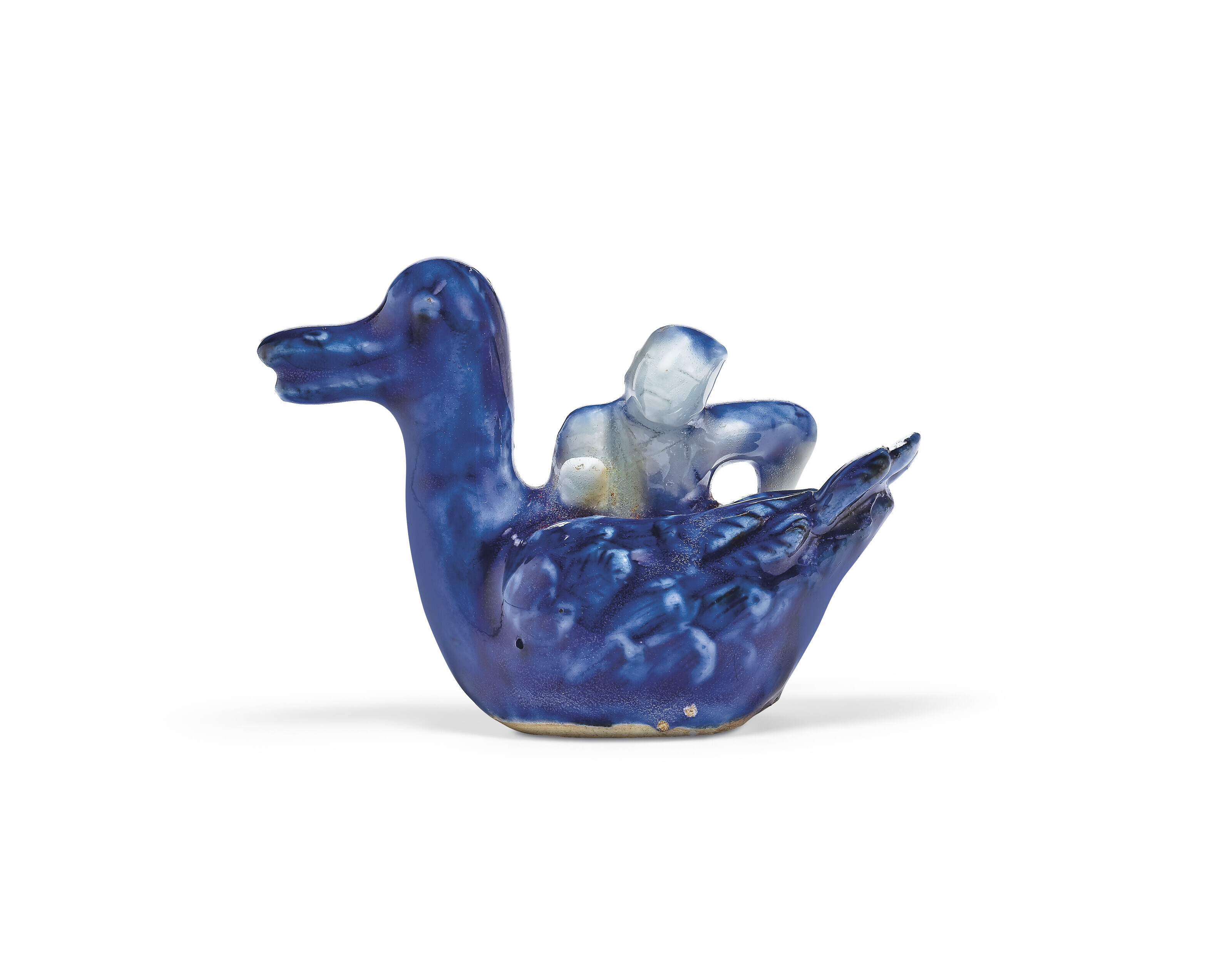 A SMALL UNDERGLAZE BLUE DUCK-FORM WATER DROPPER, 17TH CENTURY | Christie’s