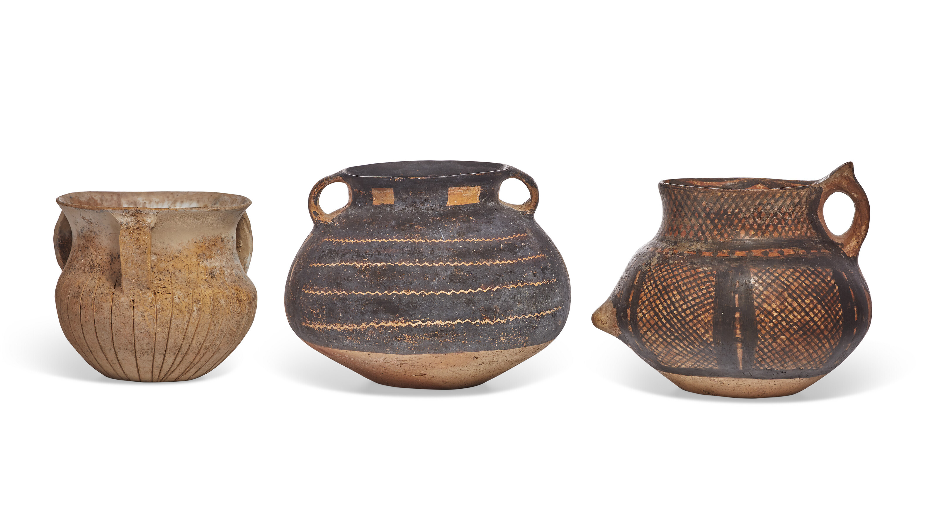 THREE NEOLITHIC POTTERY JARS, NEOLITHIC PERIOD, 3RD-2ND MILLENNIUM BC ...