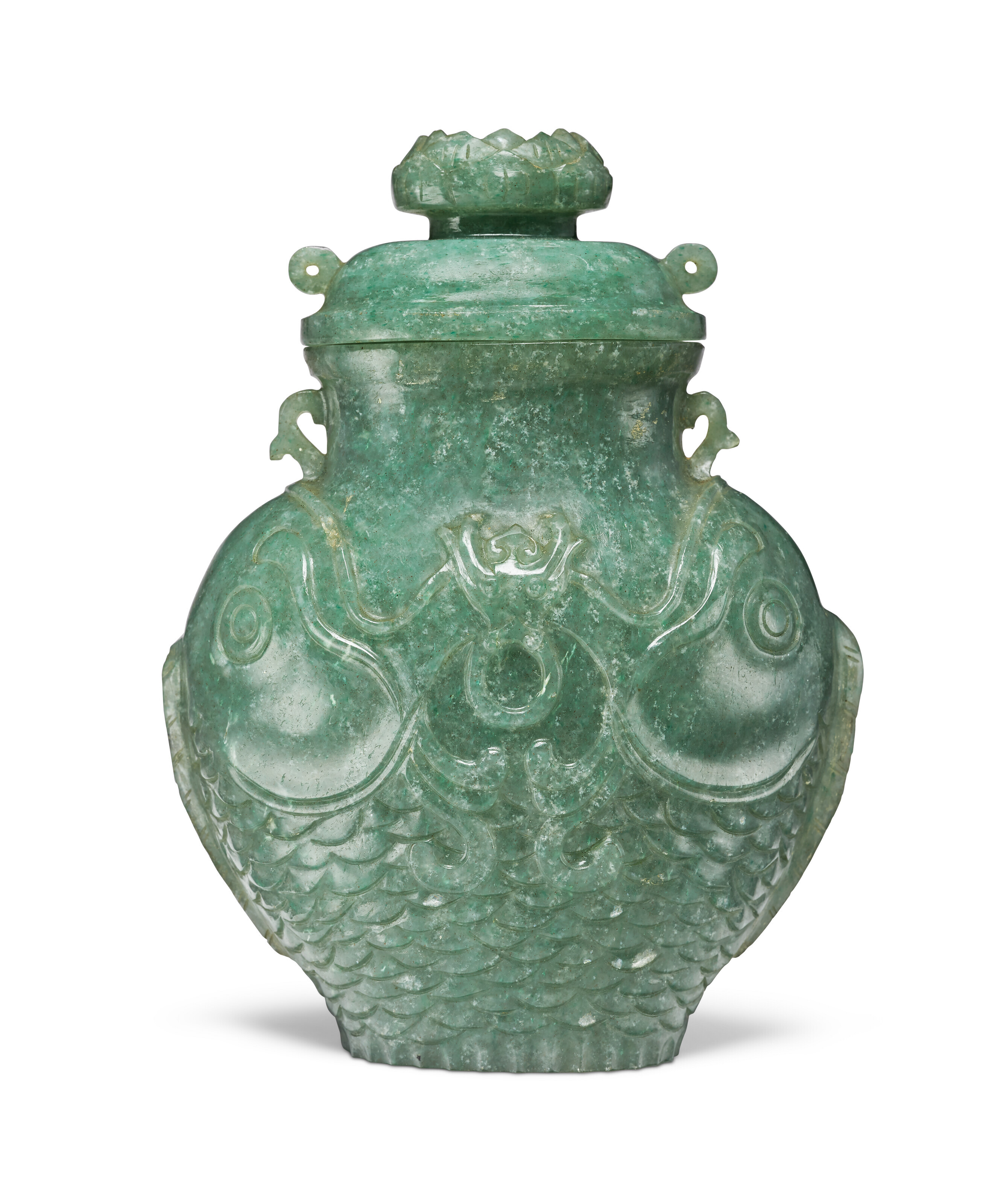 A SMALL GREEN JADEITE VASE AND COVER, | Christie’s