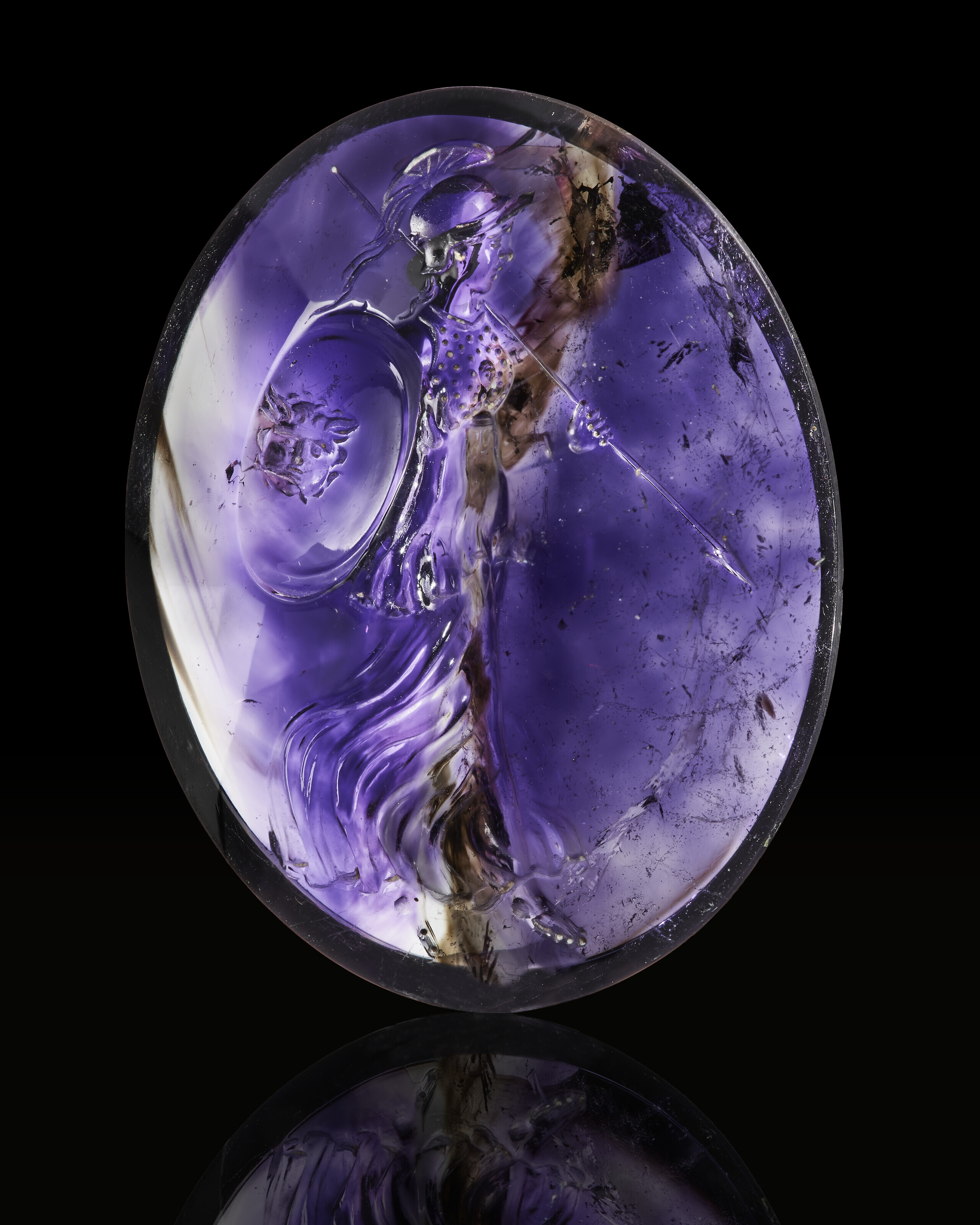 A GREEK AMETHYST RINGSTONE WITH ATHENA, HELLENISTIC PERIOD, CIRCA 1ST ...