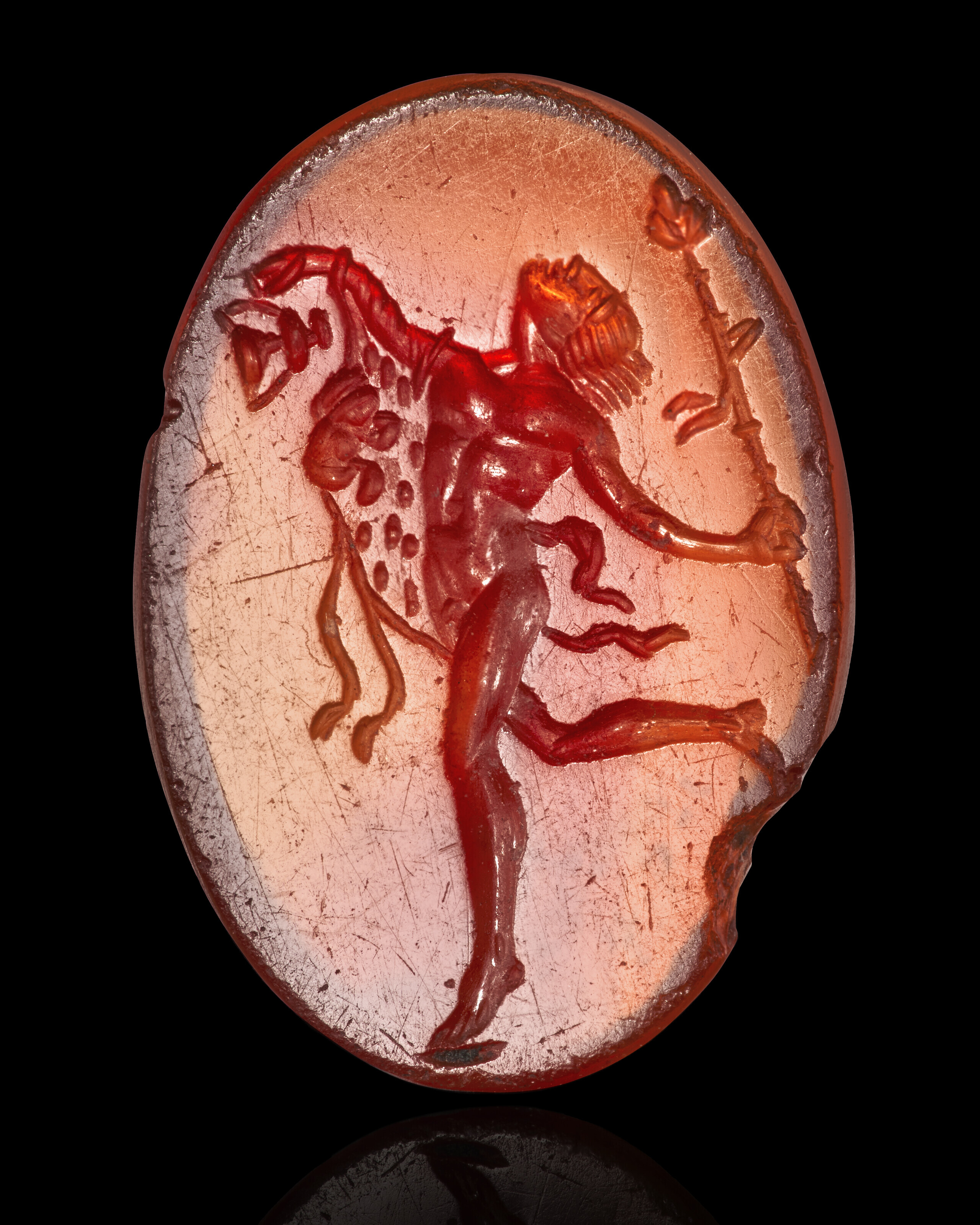 A ROMAN CARNELIAN RINGSTONE WITH A DANCING SATYR, REPUBLICAN PERIOD ...