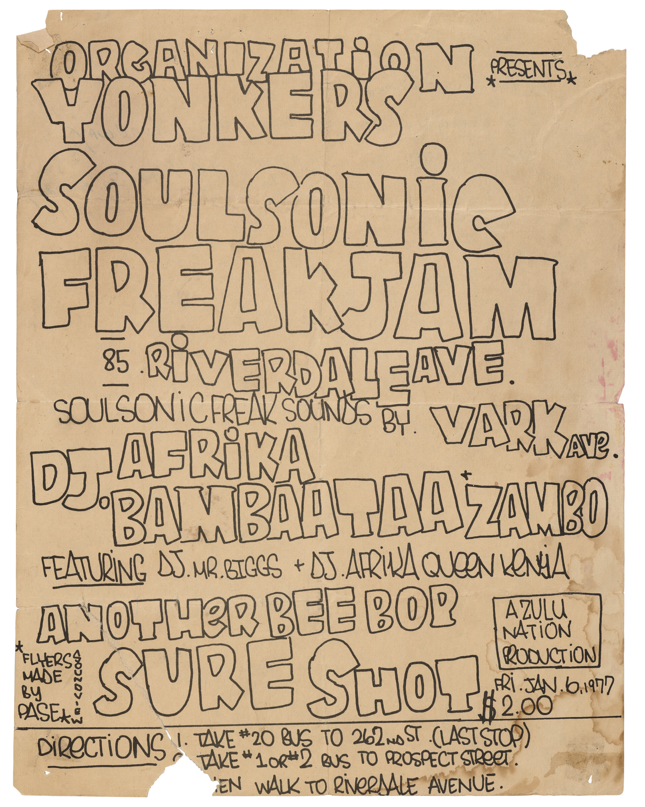 AN ORGANIZATION YONKERS FLYER FOR THE SOULSONIC FREAKJAM FEATURING DJ ...