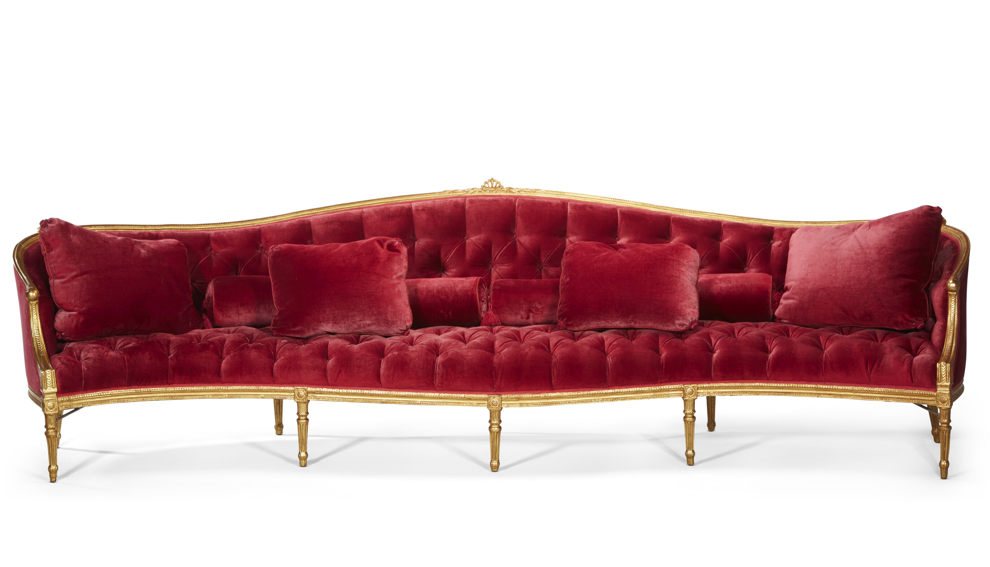 A GEORGE III GILTWOOD SOFA, ATTRIBUTED TO WILLIAM AND JOHN LINNELL ...