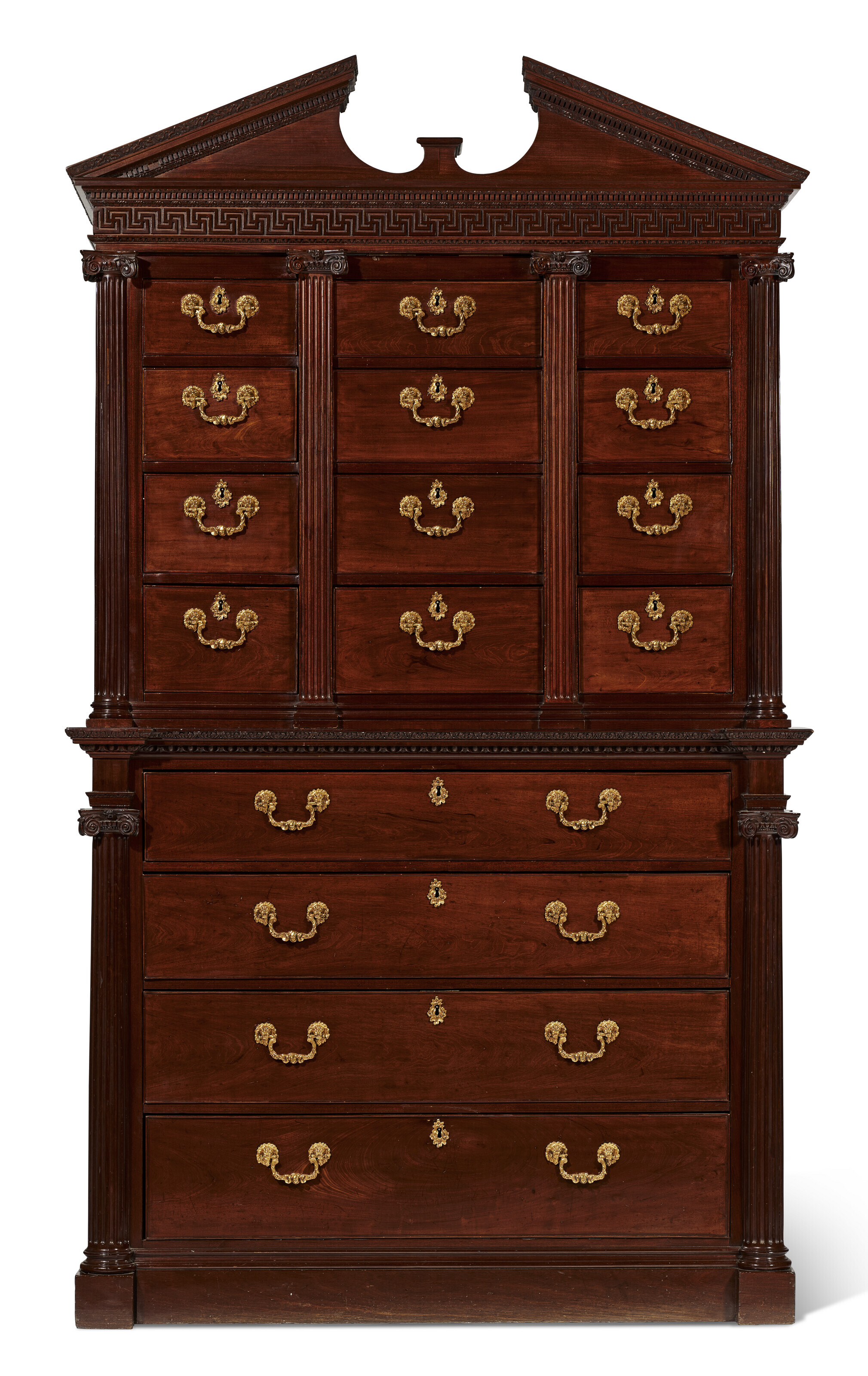 AN EARLY GEORGE III MAHOGANY CHEST-ON-CHEST, ATTRIBUTED TO WILLIAM ...