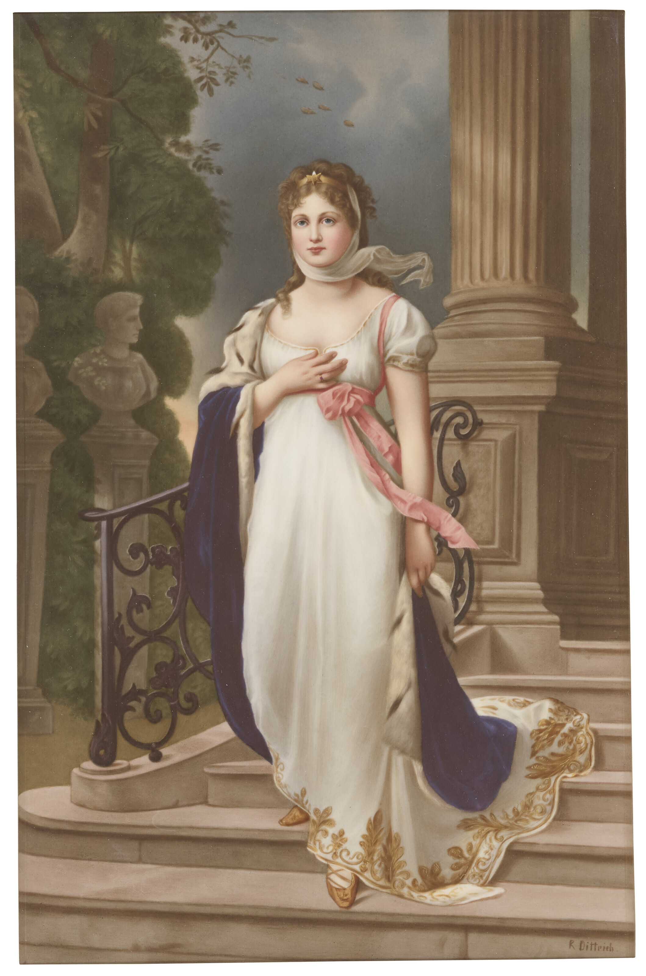 A LARGE BERLIN (K.P.M.) PORCELAIN RECTANGULAR PLAQUE OF KÖNIGIN LOUISA ...