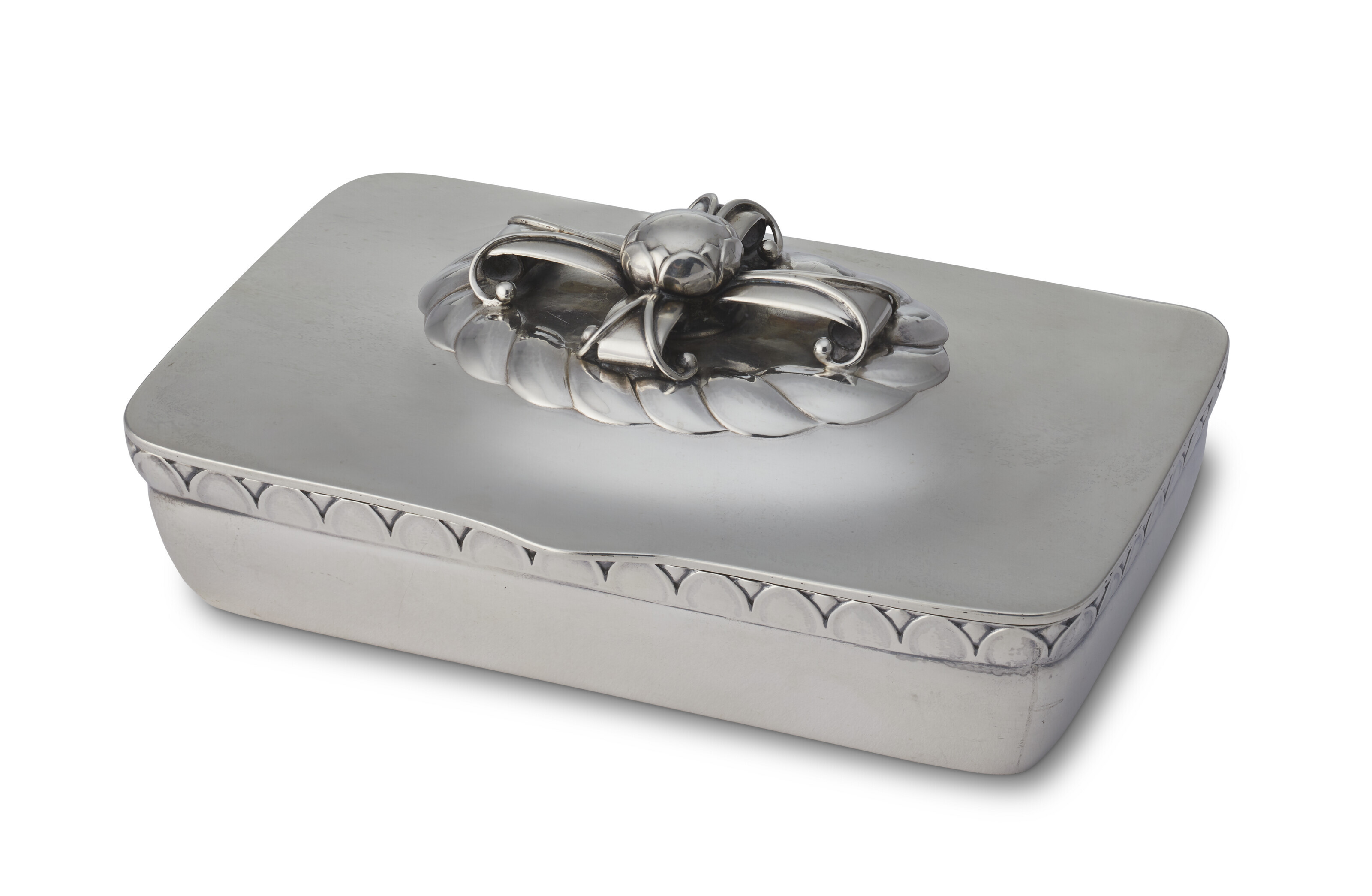 A DANISH SILVER TABLE BOX, NO. 166A, MARK OF GEORG JENSEN, COPENHAGEN ...