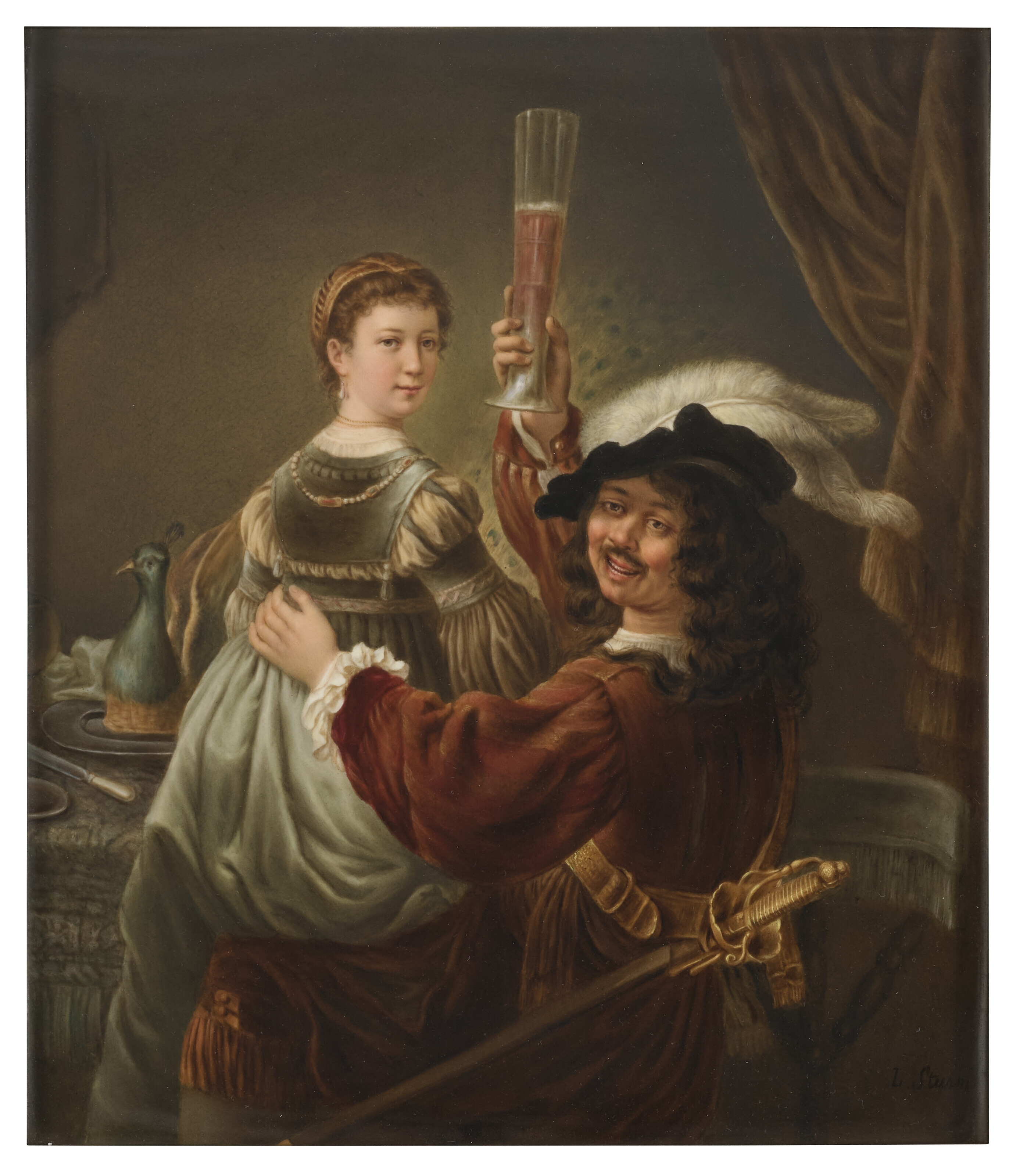 A LARGE BERLIN (K.P.M.) PORCELAIN PLAQUE, THE PRODIGAL SON, LATE 19TH ...