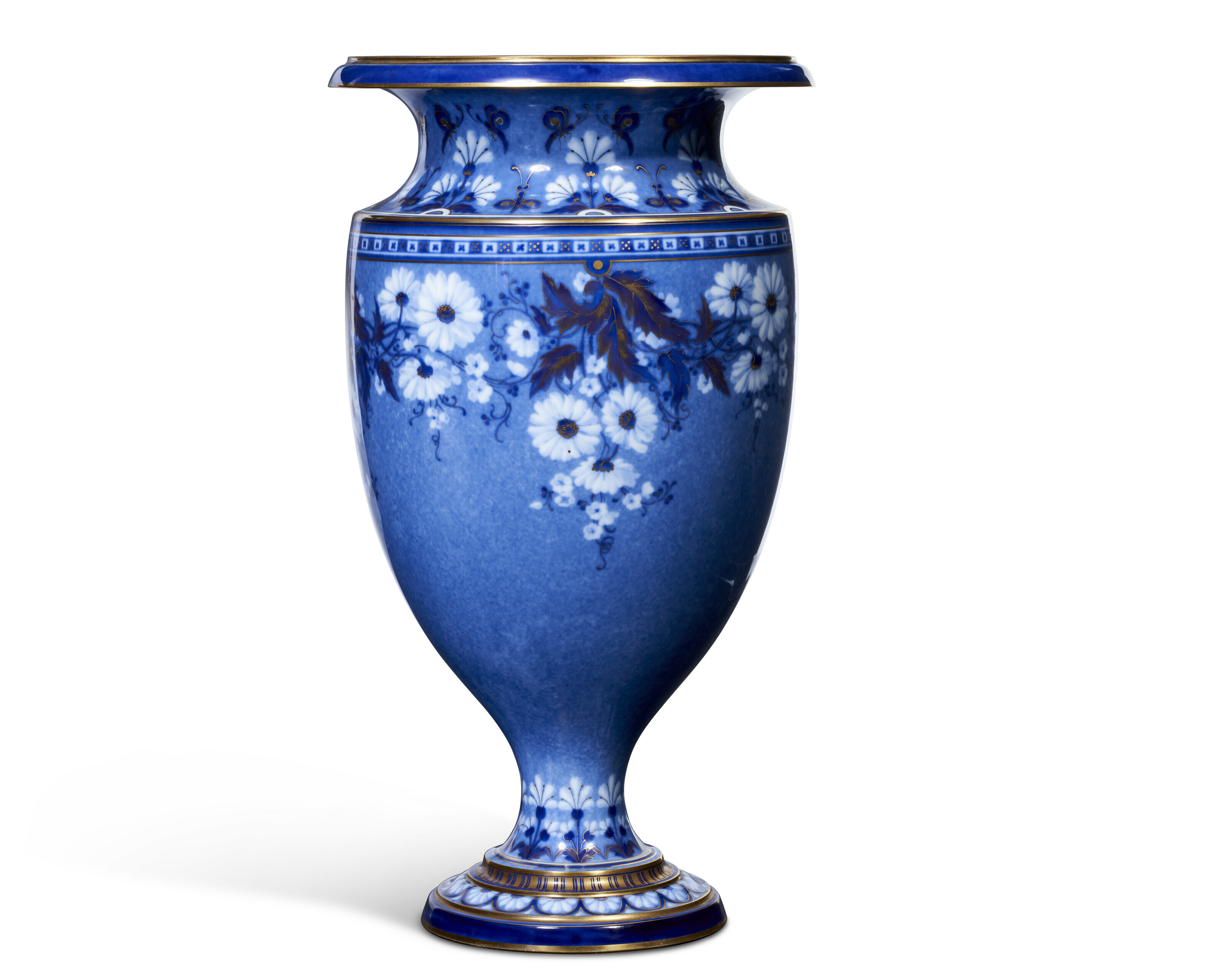 A SEVRES PORCELAIN POWDERED-BLUE GROUND VASE (VASE MYCENE), DATED 1889 ...