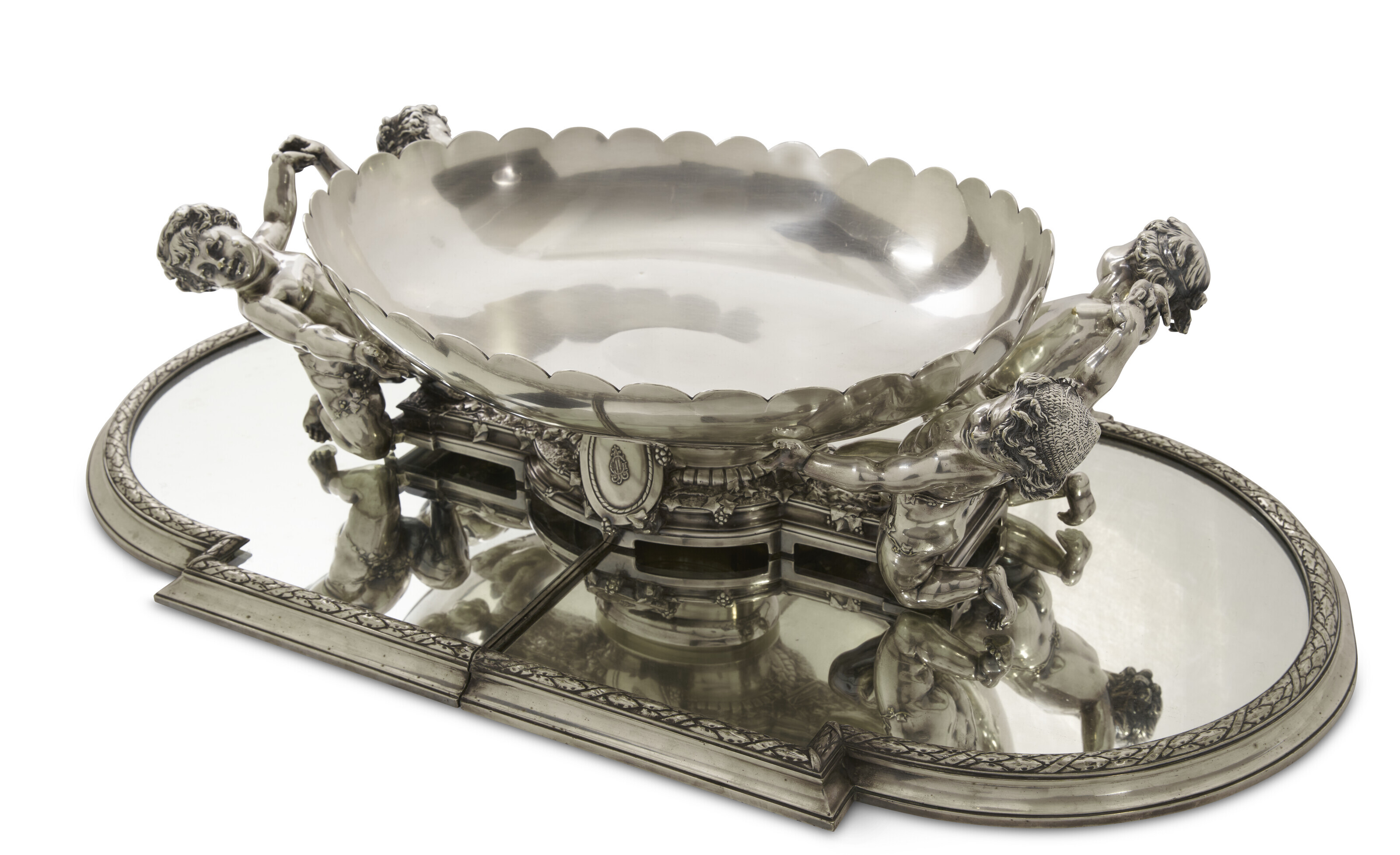 A LARGE FRENCH ELECTROPLATED CENTERPIECE AND PLATEAU, BY CHRISTOFLE ...