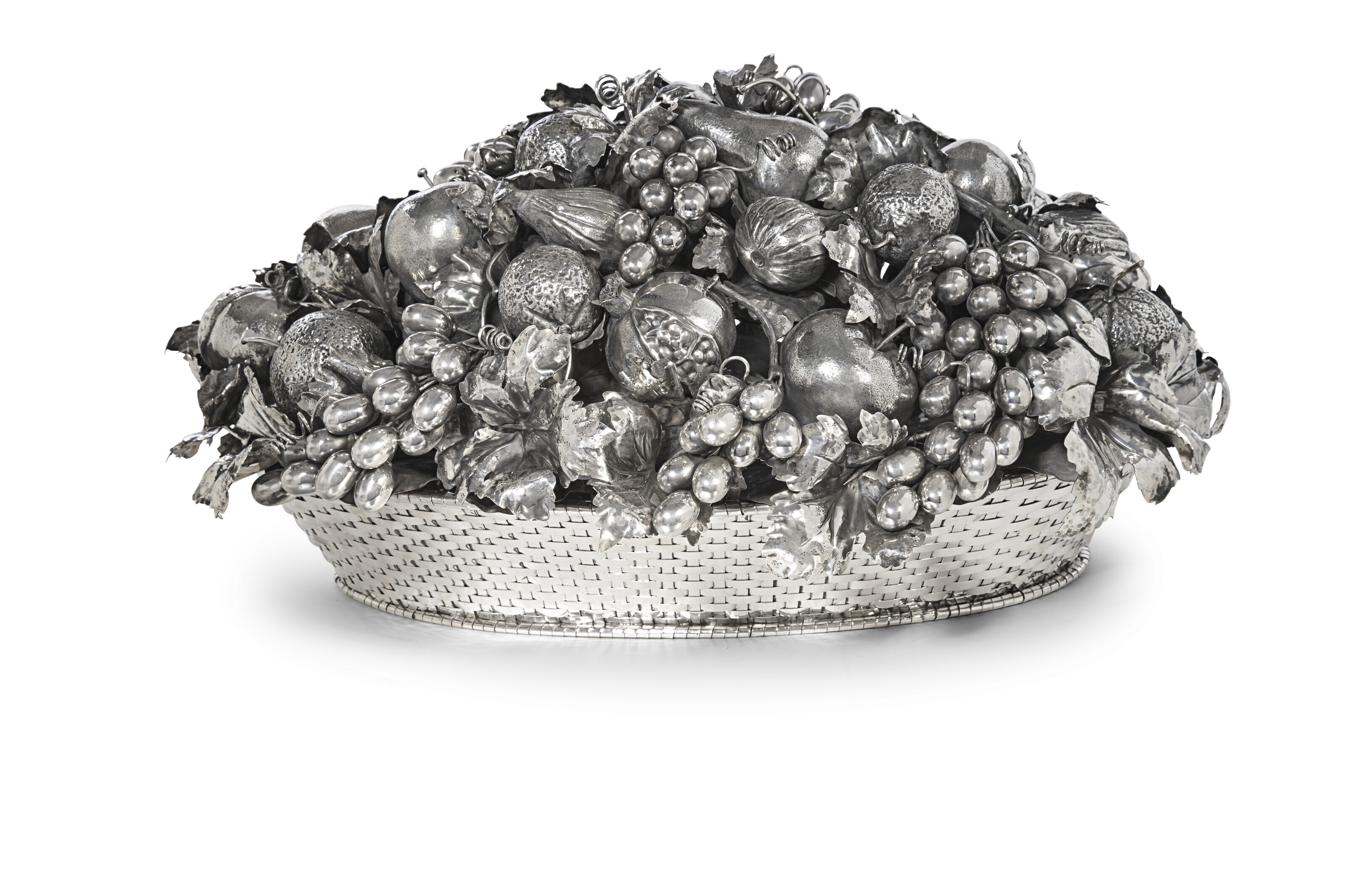 A MASSIVE ITALIAN SILVER FRUIT BASKET CENTERPIECE, MARK OF BUCCELLATI ...