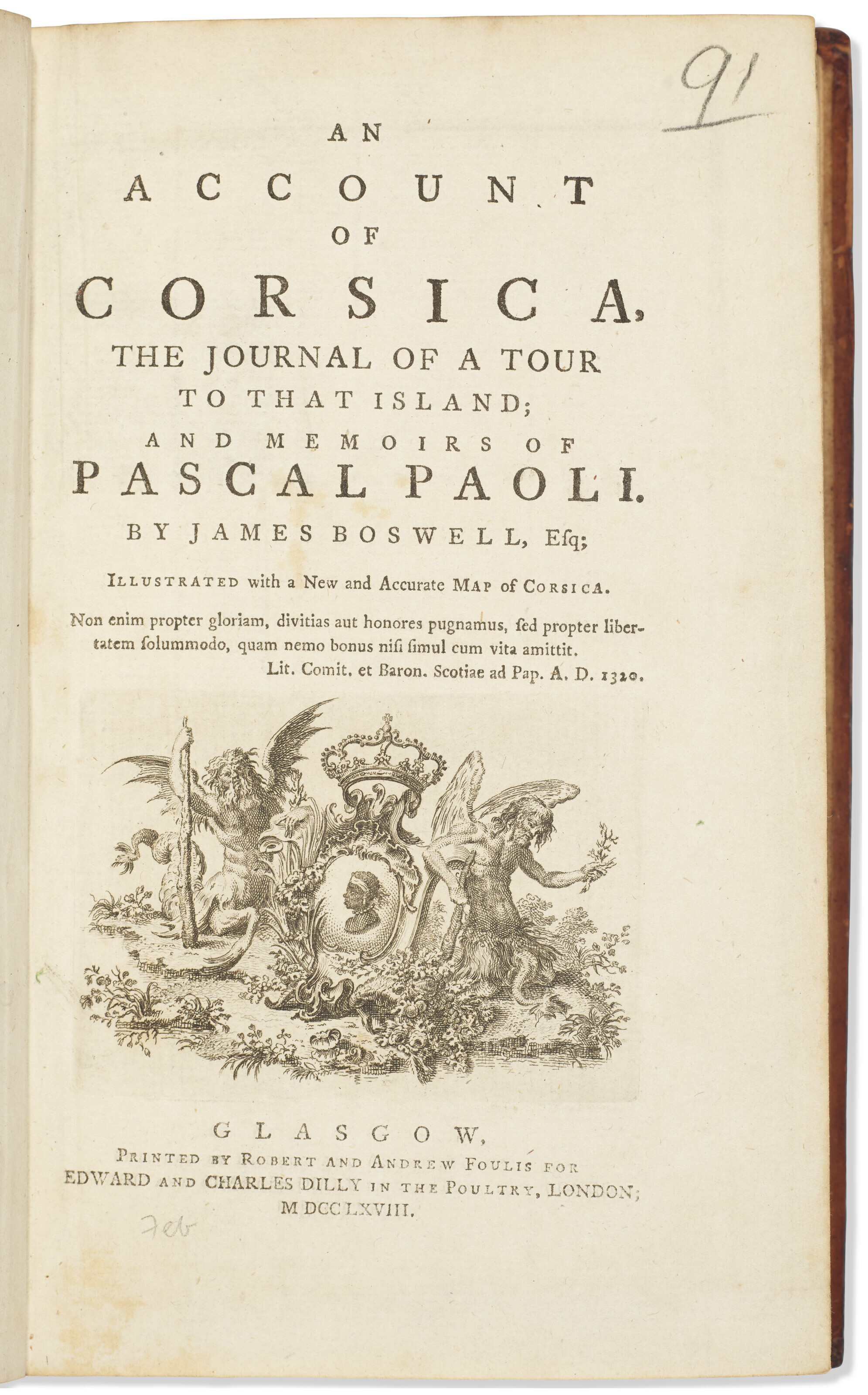 An Account of Corsica, James Boswell, 1768 | Christie’s