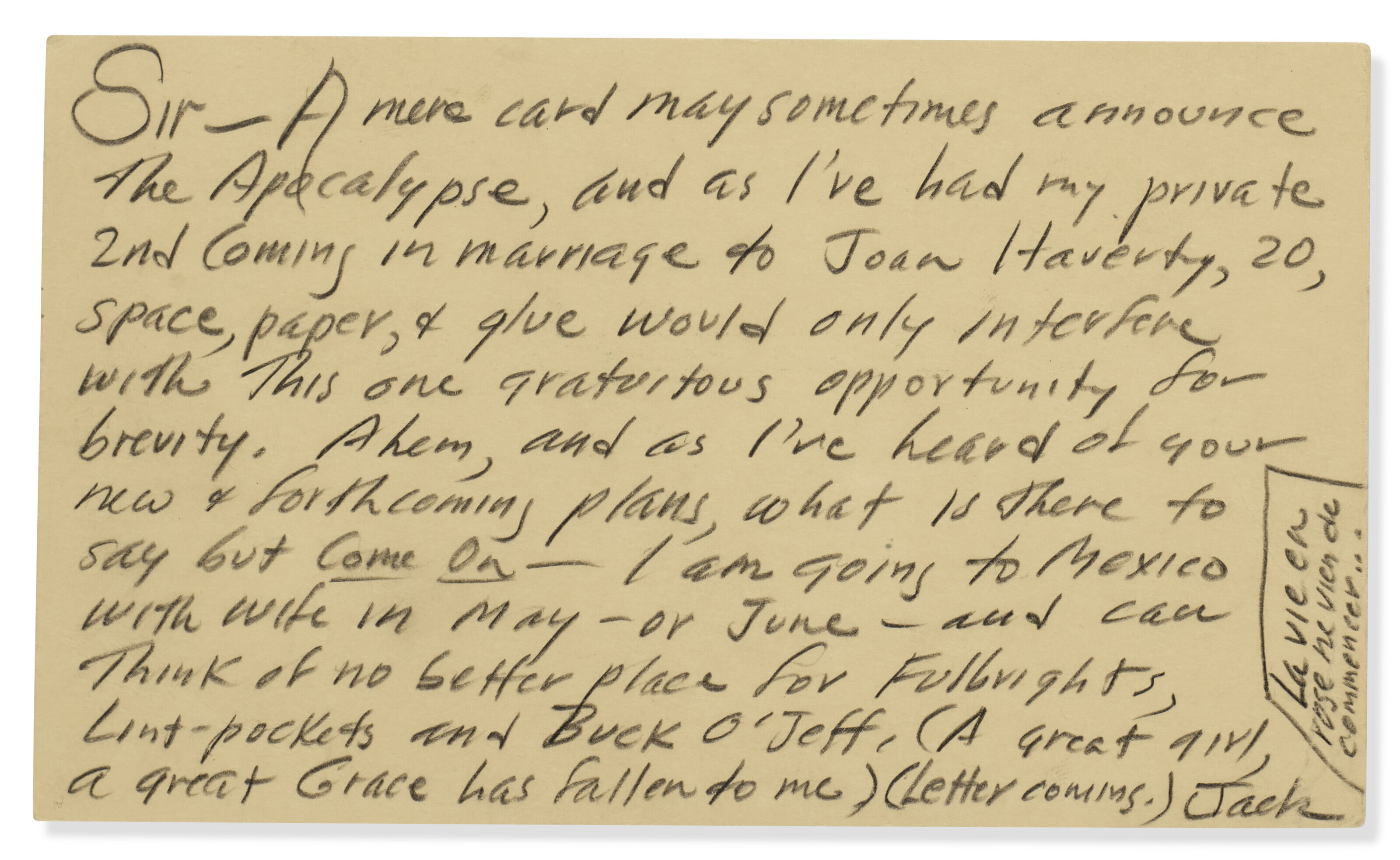 Getting married, Jack Kerouac, 16 December 1950 | Christie’s