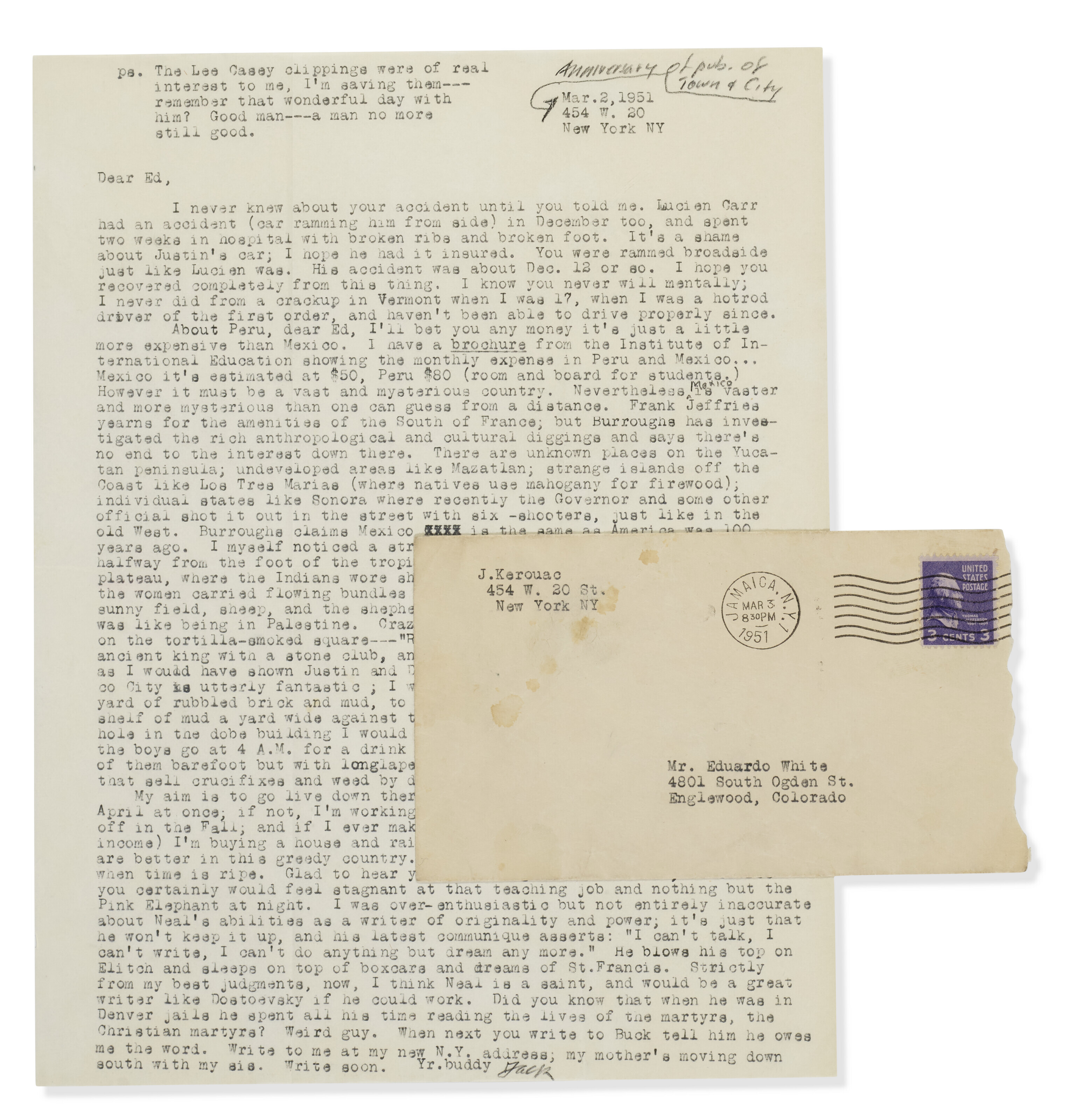 On Cassady, driving, and other topics, Jack Kerouac, 2 March 1951 ...