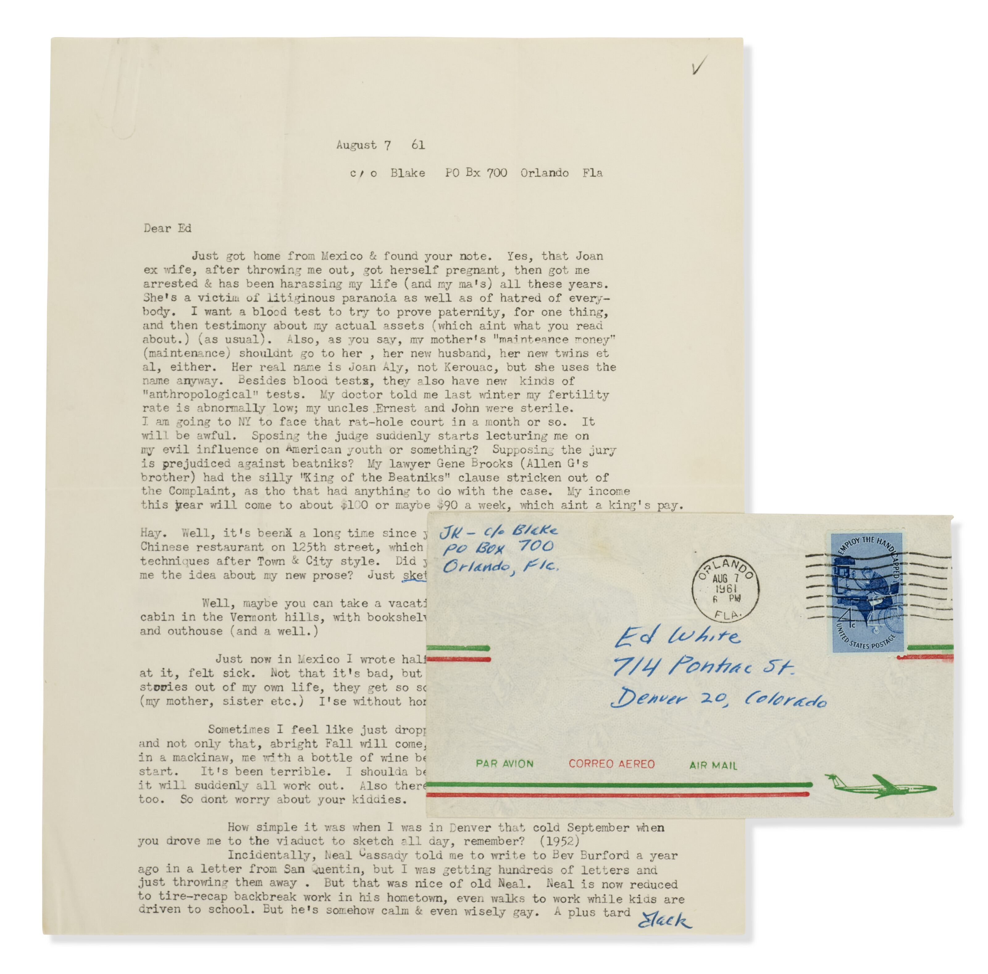 Thinking back to 125th Street, Jack Kerouac, 7 August 1961 | Christie’s