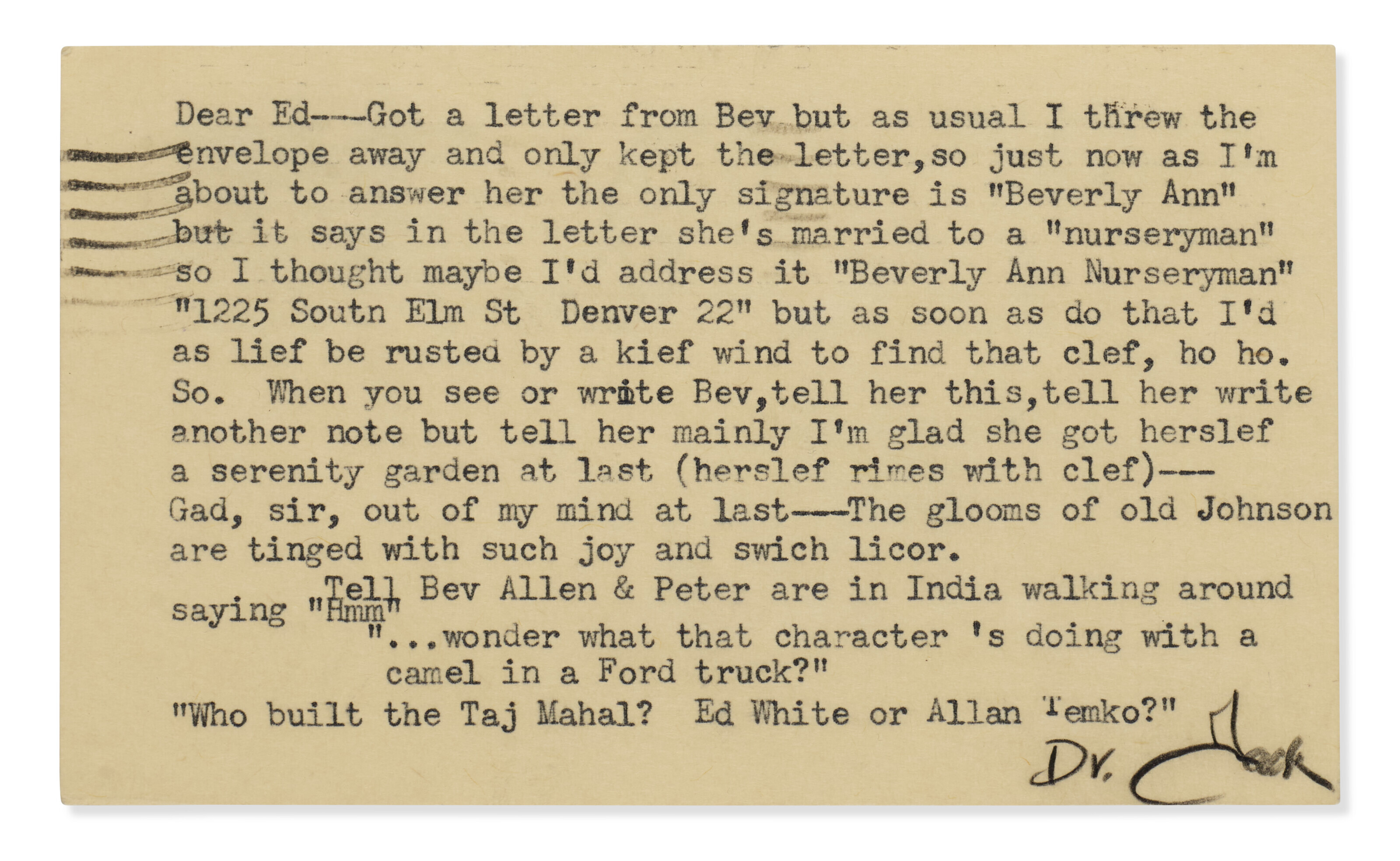 Writing from Florida, Jack Kerouac, 4 April 1962 | Christie’s