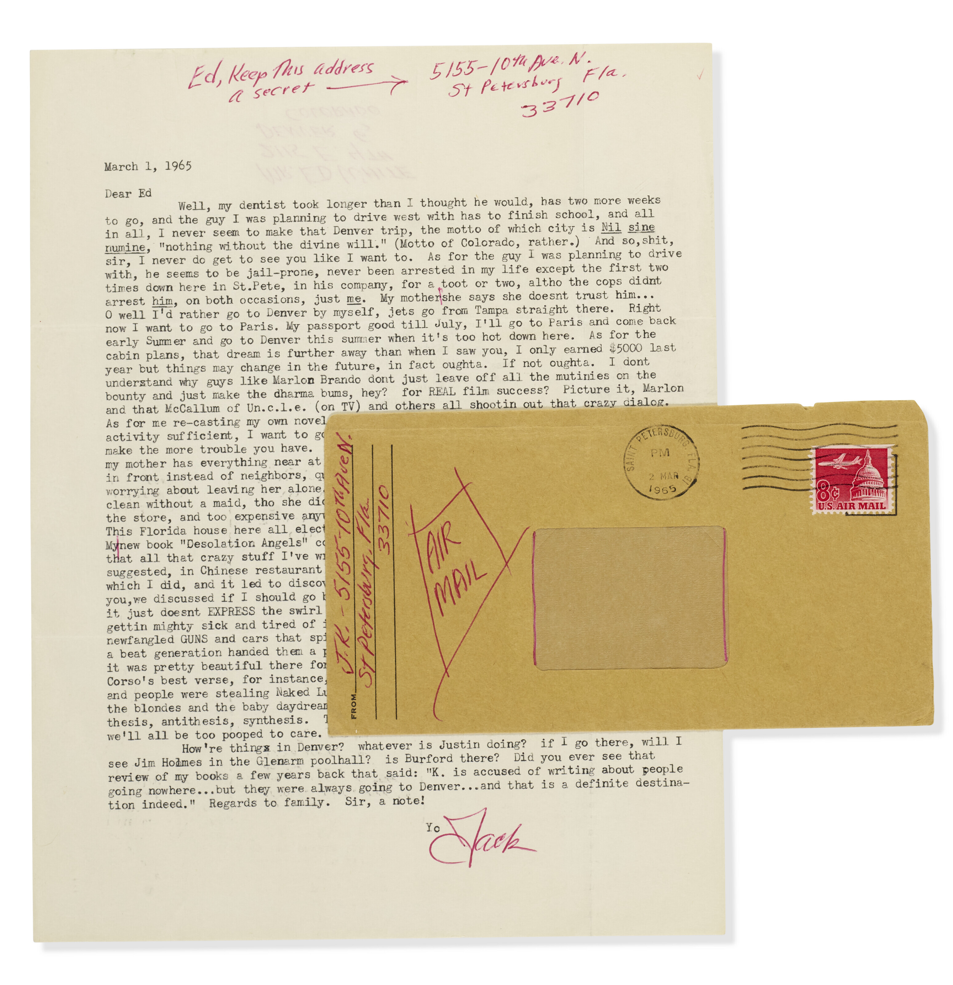 Modern spontaneous prose, Fleming, and more, Jack Kerouac, 1 March 1965 ...