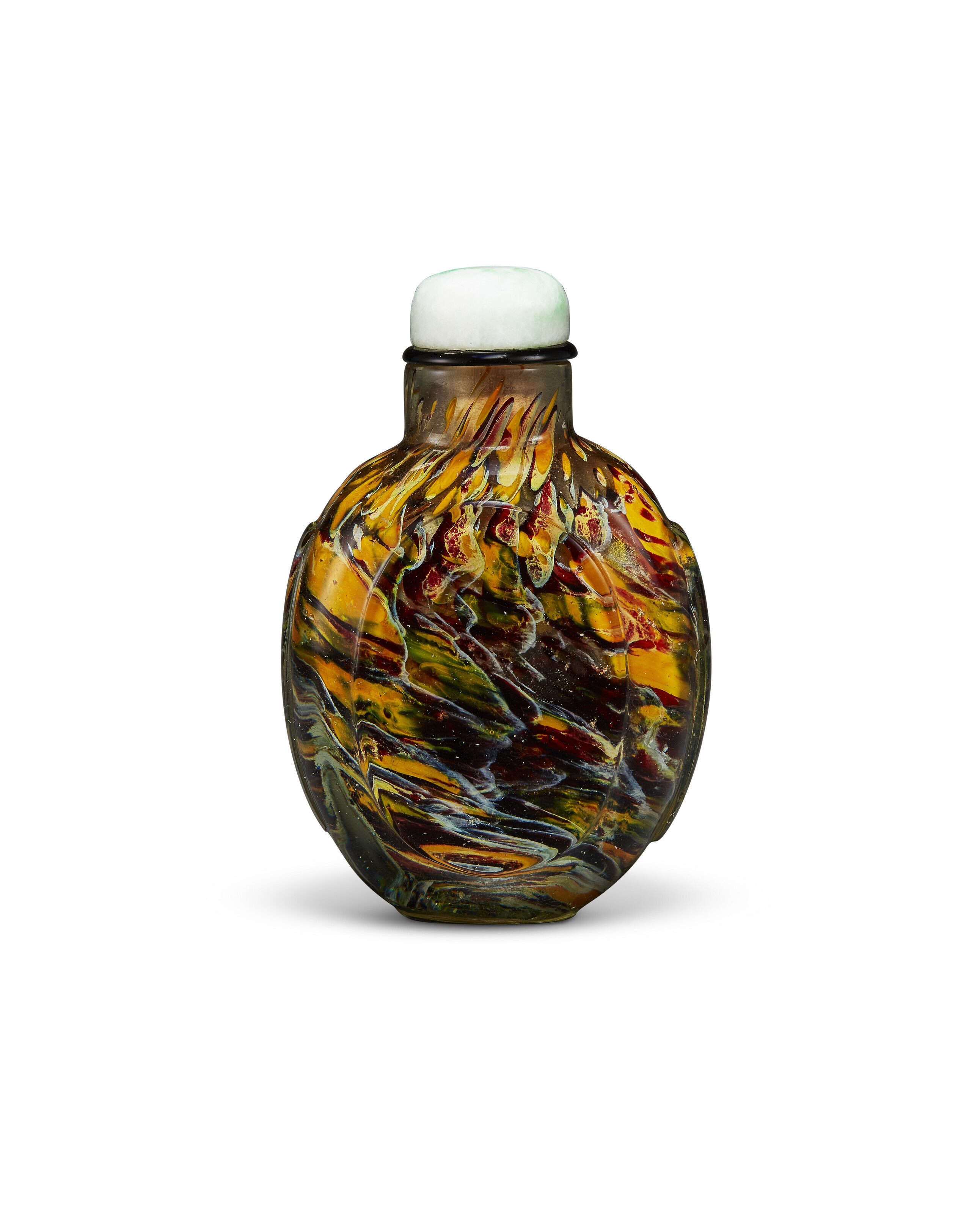 A MULTI-COLORED TRANSPARENT SANDWICHED GLASS SNUFF BOTTLE, 1780-1850 ...